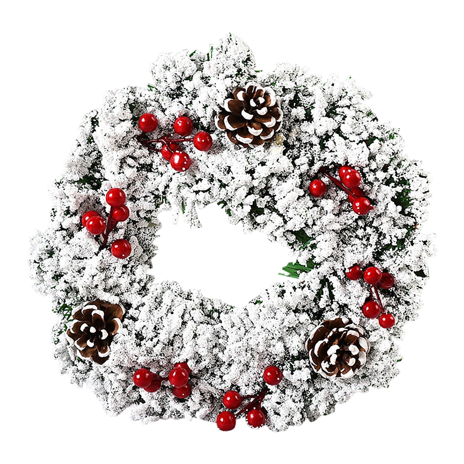 Yuehao Christmas Wreath Berry Wreath Handmade Floral Front Door Rustic Wreath Flocked with Mixed ...
