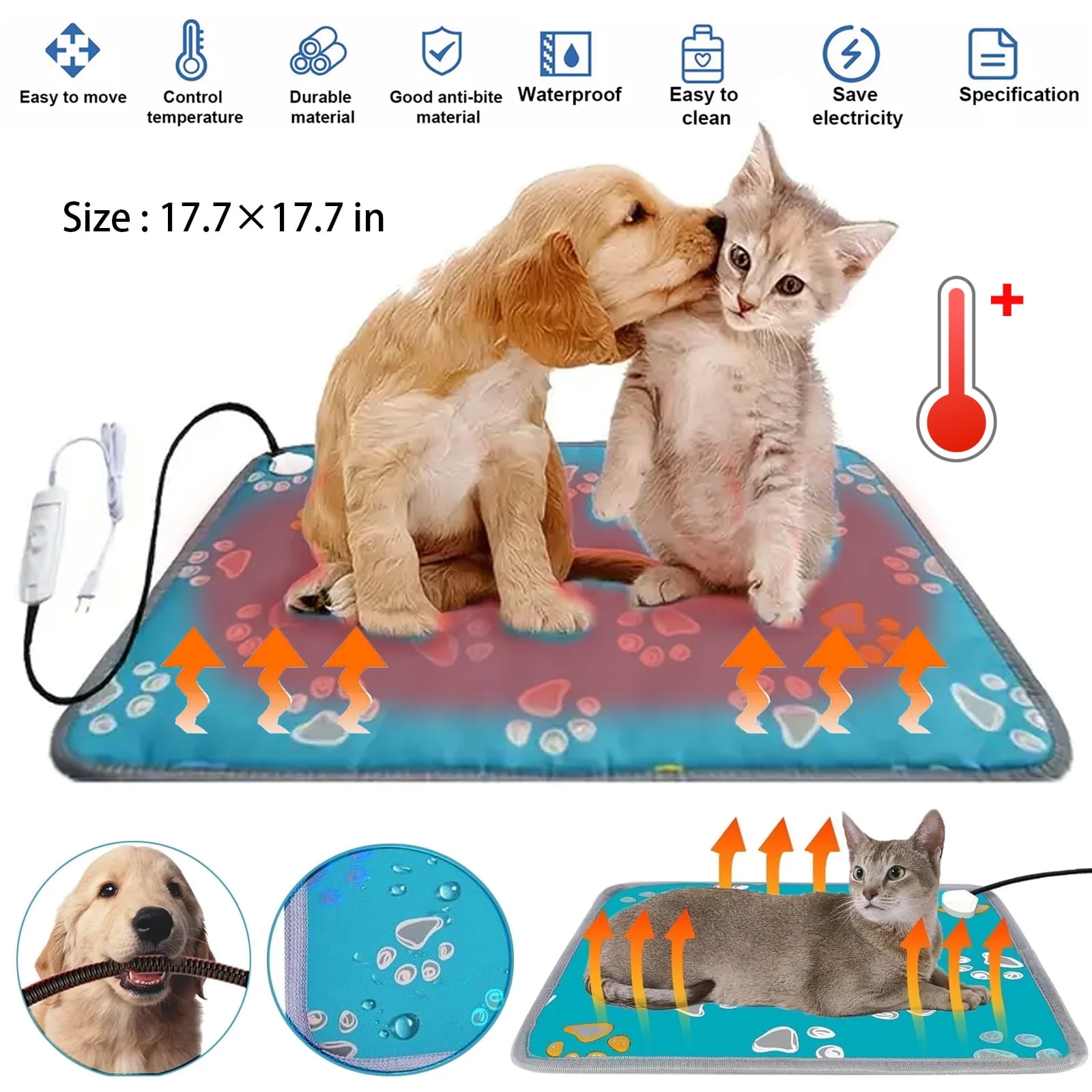 Yuehuam Pet Heating Pad, Electric Heated Cat Dog Bed Mat, Warming ...