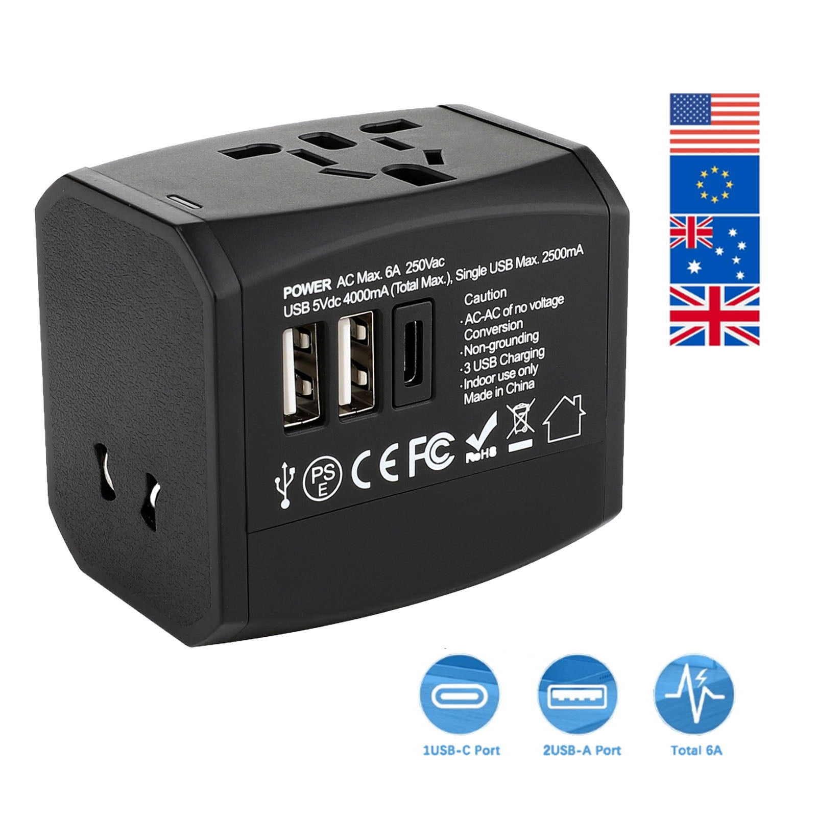 Yuehuam Universal Plug Adapter Wordwide, International Travel Power ...