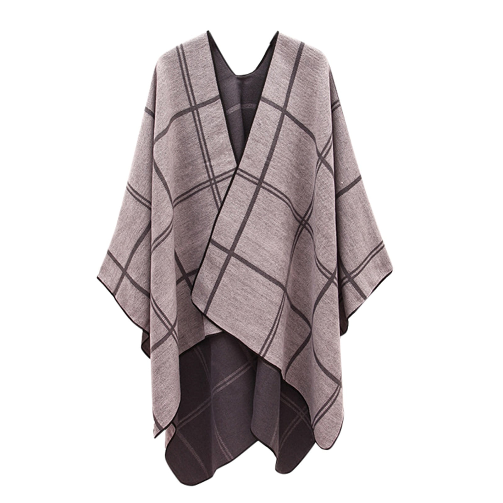 Yuelianxi Autumn Winter Imitation Plaid Cloak with Warm Shawl on Top ...