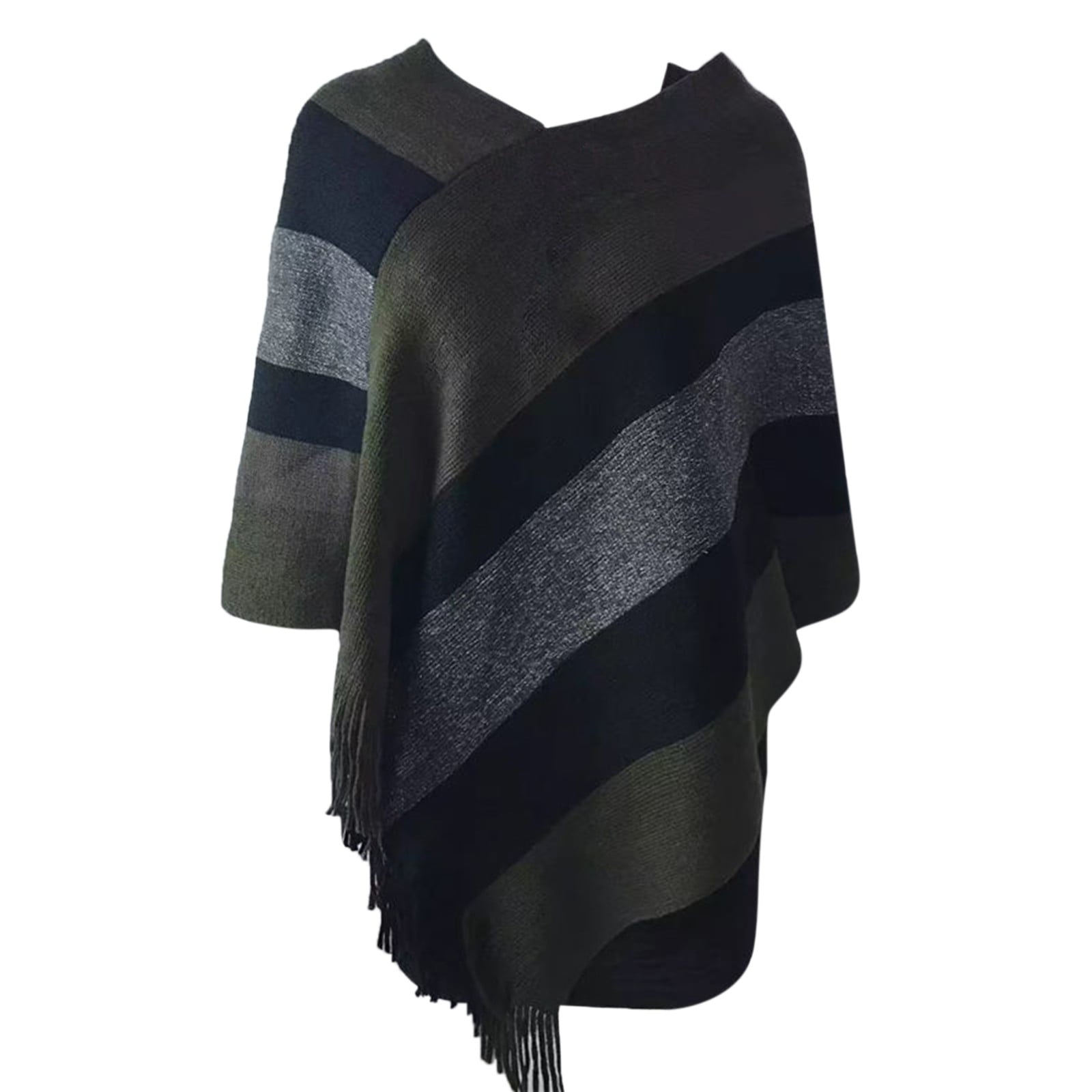 Yuelianxi Womens Colourful Pullover Sweater Cloak Tassels Other Scarves ...