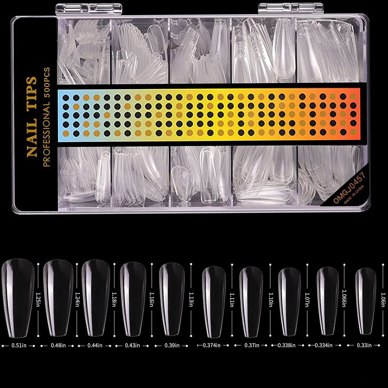 Yuelong 500pcs Clear Coffin False Nail Tips Acrylic Artificial