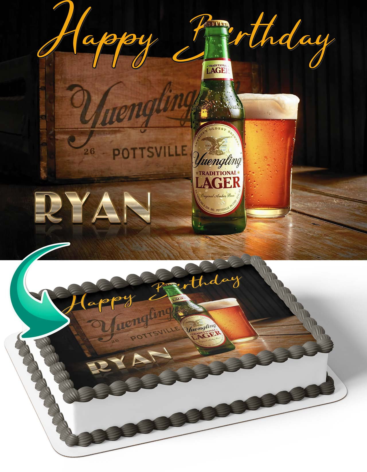 Yuengling Beer Edible Image Cake Topper Personalized Birthday Sheet ...