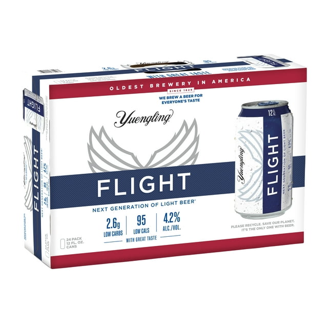 Yuengling FLIGHT Light Beer, 24 Pack Beer, 12 fl oz Aluminum Cans, 4.2% ABV, Domestic Lager ...
