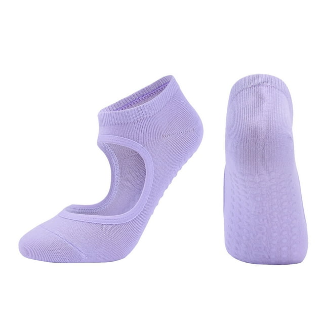Yueqmvl Ladies Solid Color Backless Grip Socks Yoga Ankle Sports Socks Ladies Anti Slip