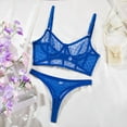Yueqmvl Sexy Underwire Cute Push Up Strappy Embroidered Mesh Sheer Lingerie Set See Through