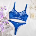 Yueqmvl Sexy Underwire Cute Push Up Strappy Embroidered Mesh Sheer Lingerie Set See Through