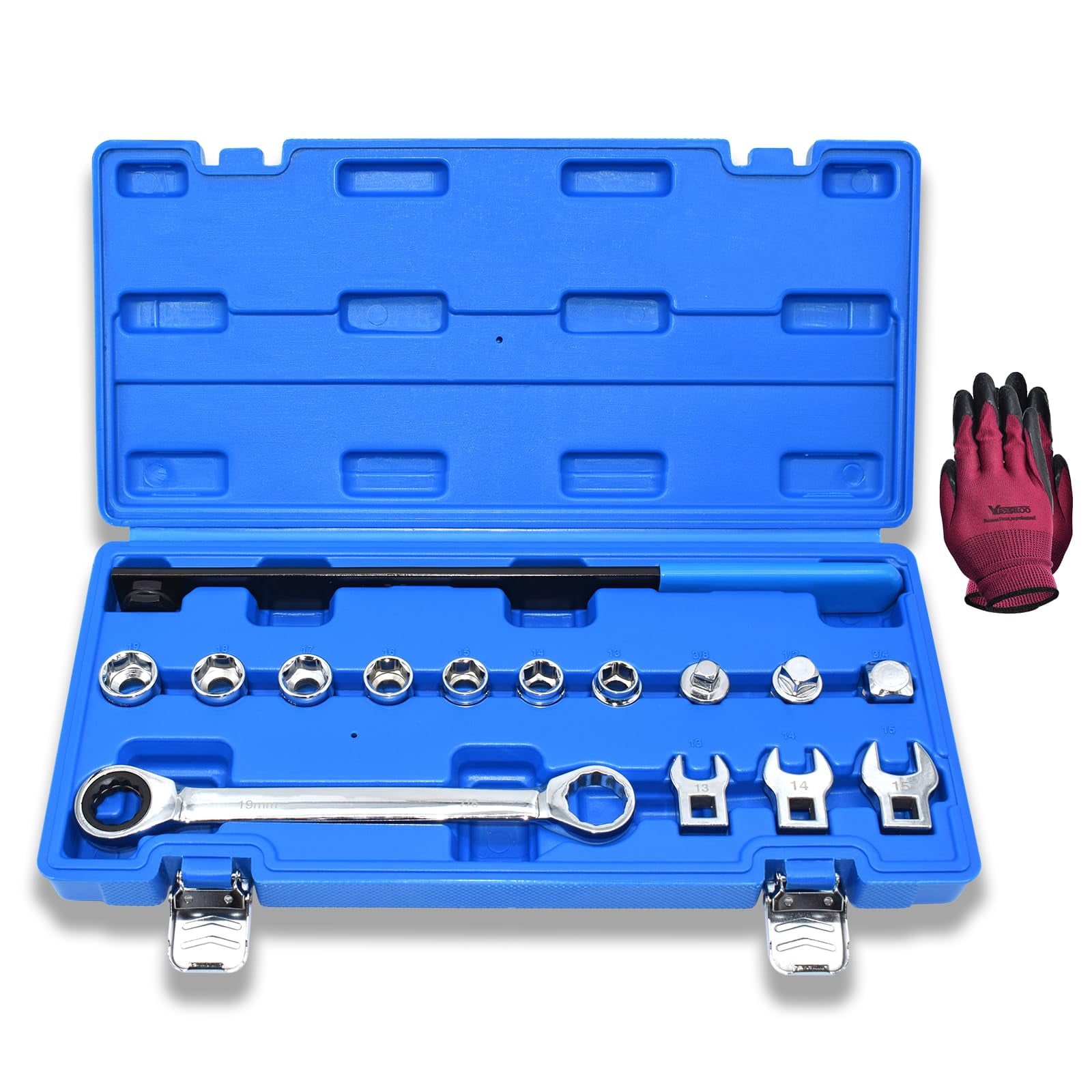 Yuesstloo 15pcs Universal Ratcheting Serpentine Belt Tool Set ...