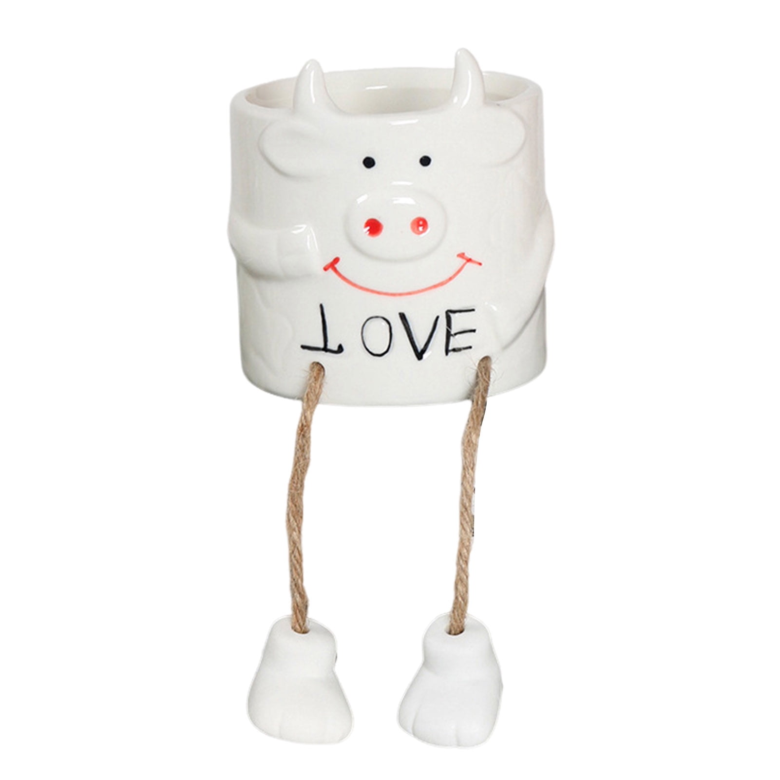 YUEWAN Cute Animal Face Planter Pot, Ceramic Flower Pot with Drainage ...