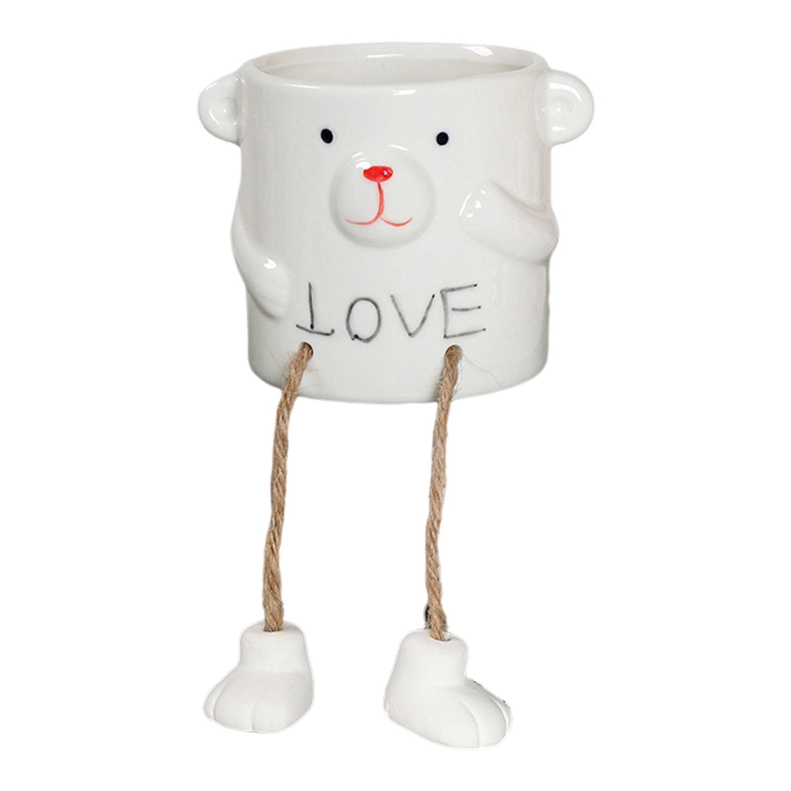 YUEWAN Cute Animal Face Planter Pot, Ceramic Flower Pot with Drainage ...