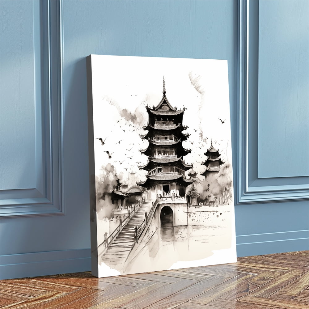 Yueyang Tower in Chinese Ink Painting Poster Wall Art Print Modern ...