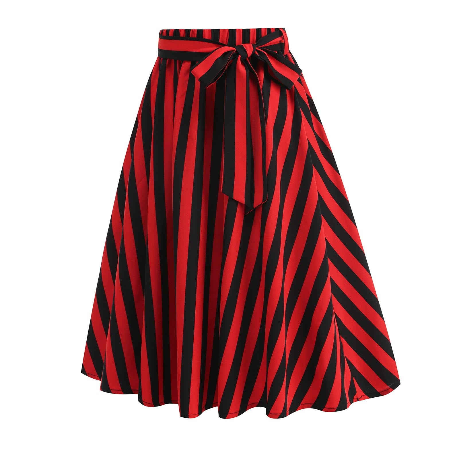 Yueyer Women's Retro Striped Skirts Vintage Hepburn Style High Waist ...
