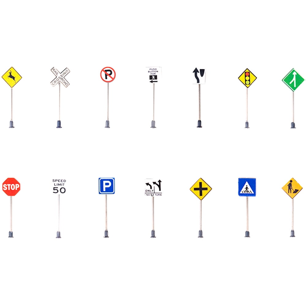 Yueyihe 14pcs Miniature Street Road Signs Traffic Signs Models Road ...