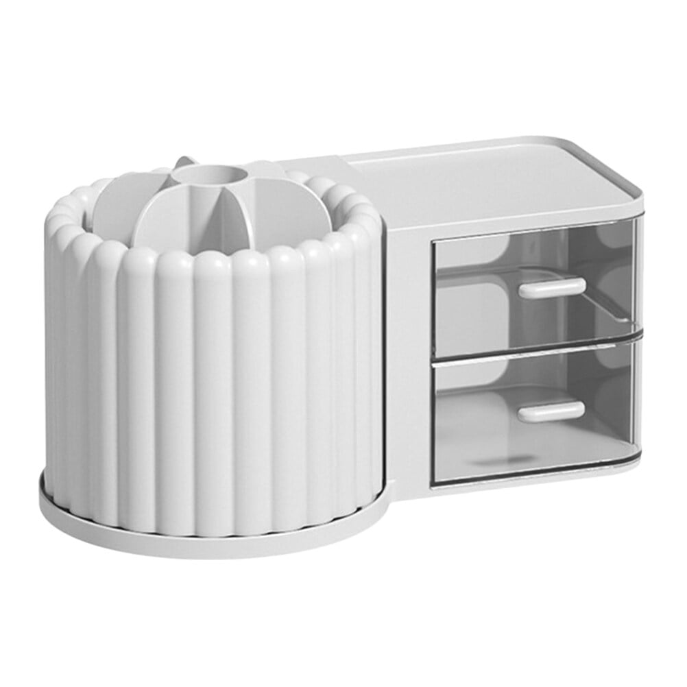 Yueyihe Rotating Brushes Holder Multi-use Rotating Pen Cup with Drawer ...