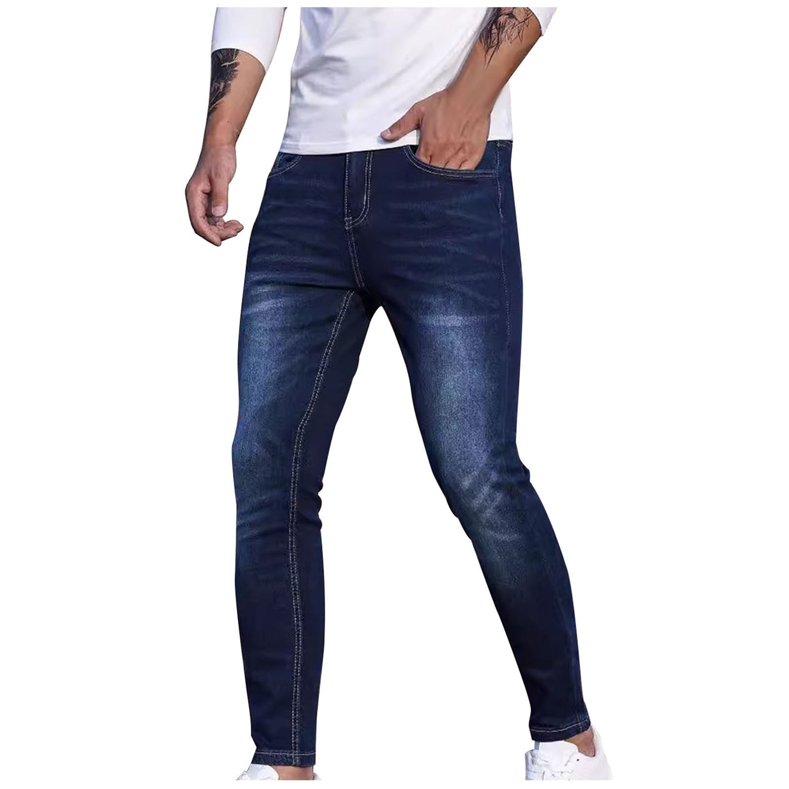 SwiftWear Blue Slim Fit Jeans for Men Stretch Destroyed Skinny Jeans ...