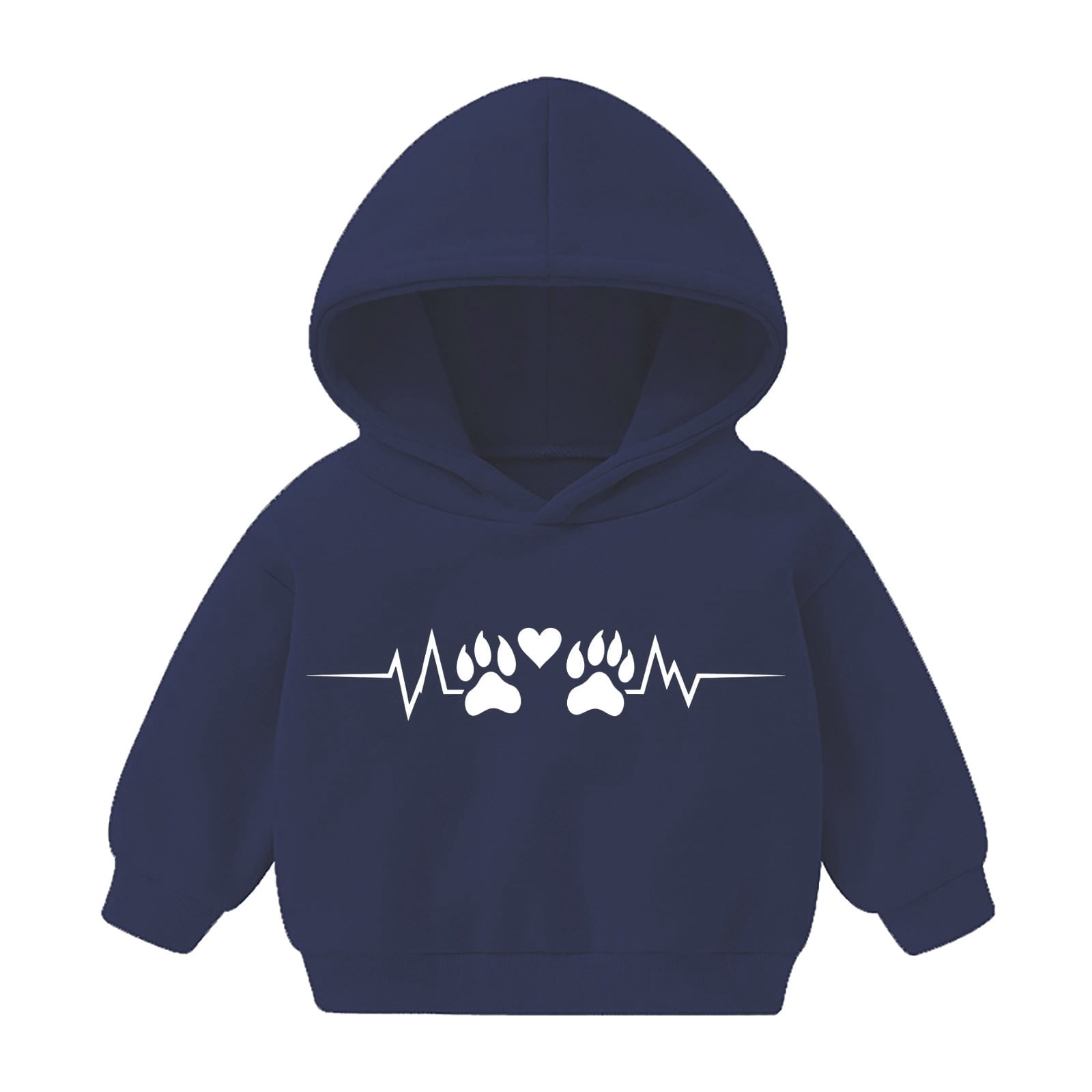 SwiftWear Boys Girls Cute Heartbeat Dog Paw Sweatshirt with Hood Long ...