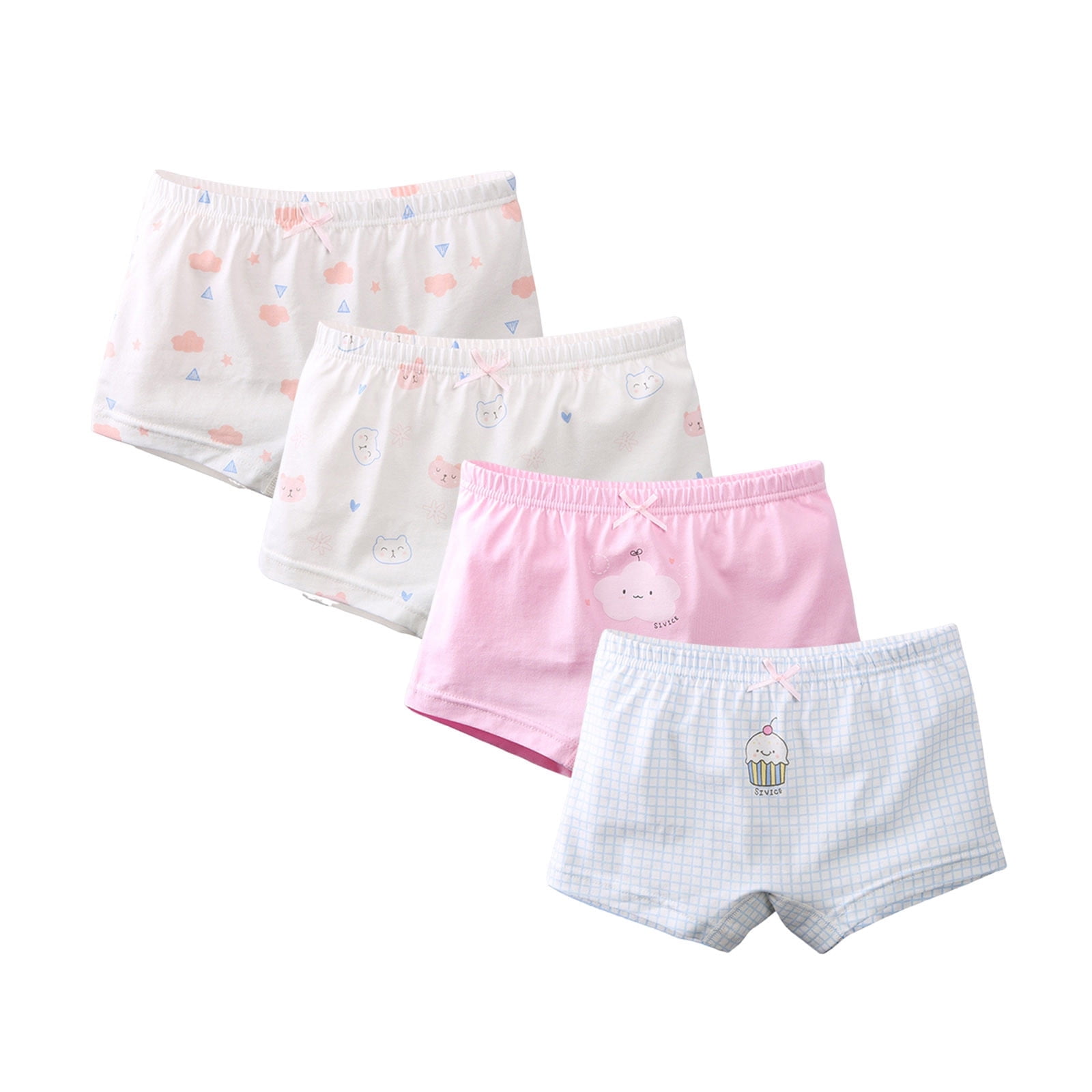 SwiftWear Little Girls Cotton Boy Shorts 4Pcs Todder Underwear Soft Boxer Briefs Cute Cartoon ...
