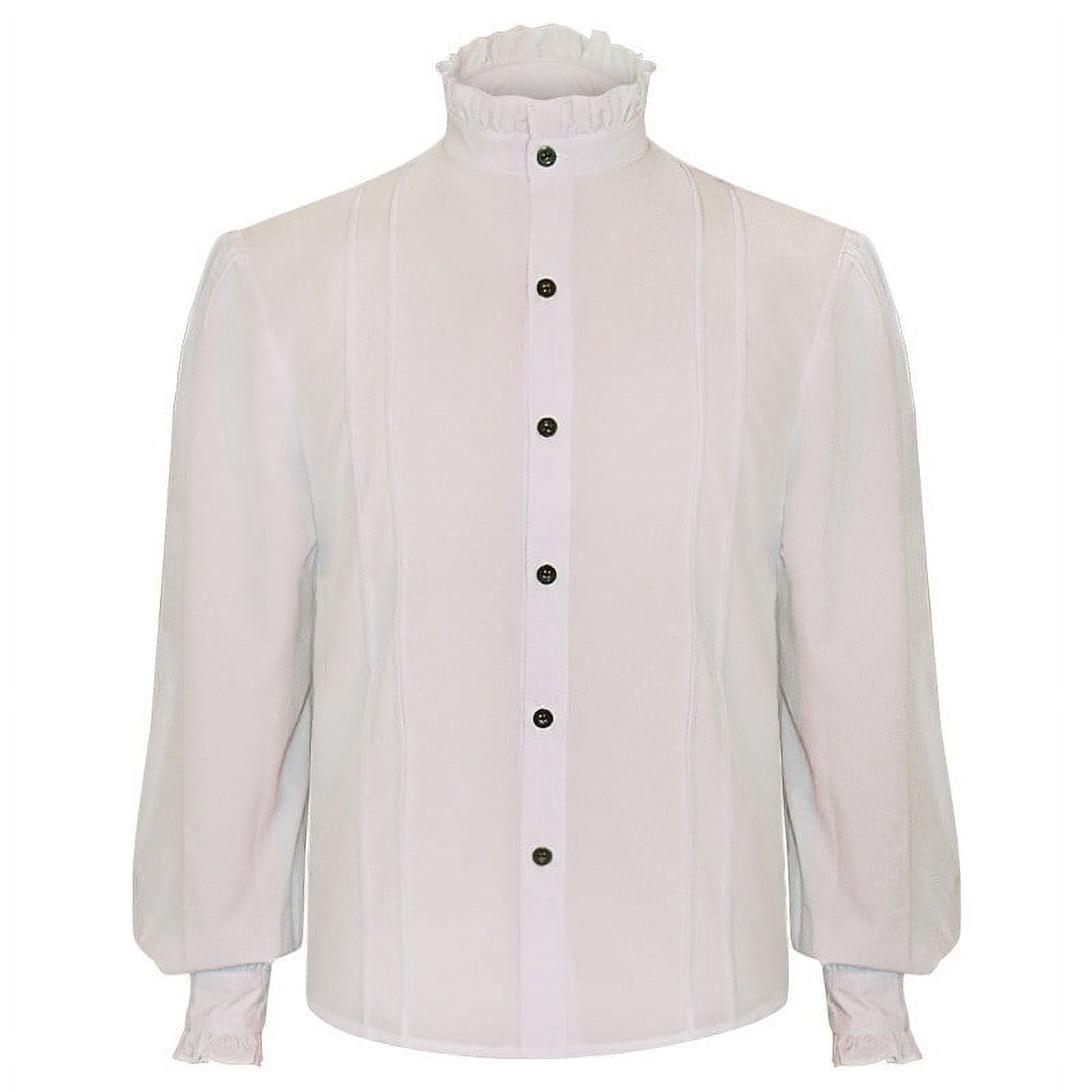 SwiftWear Men Pirate Shirt Victorian Ruffle High Neck Button Shirts ...
