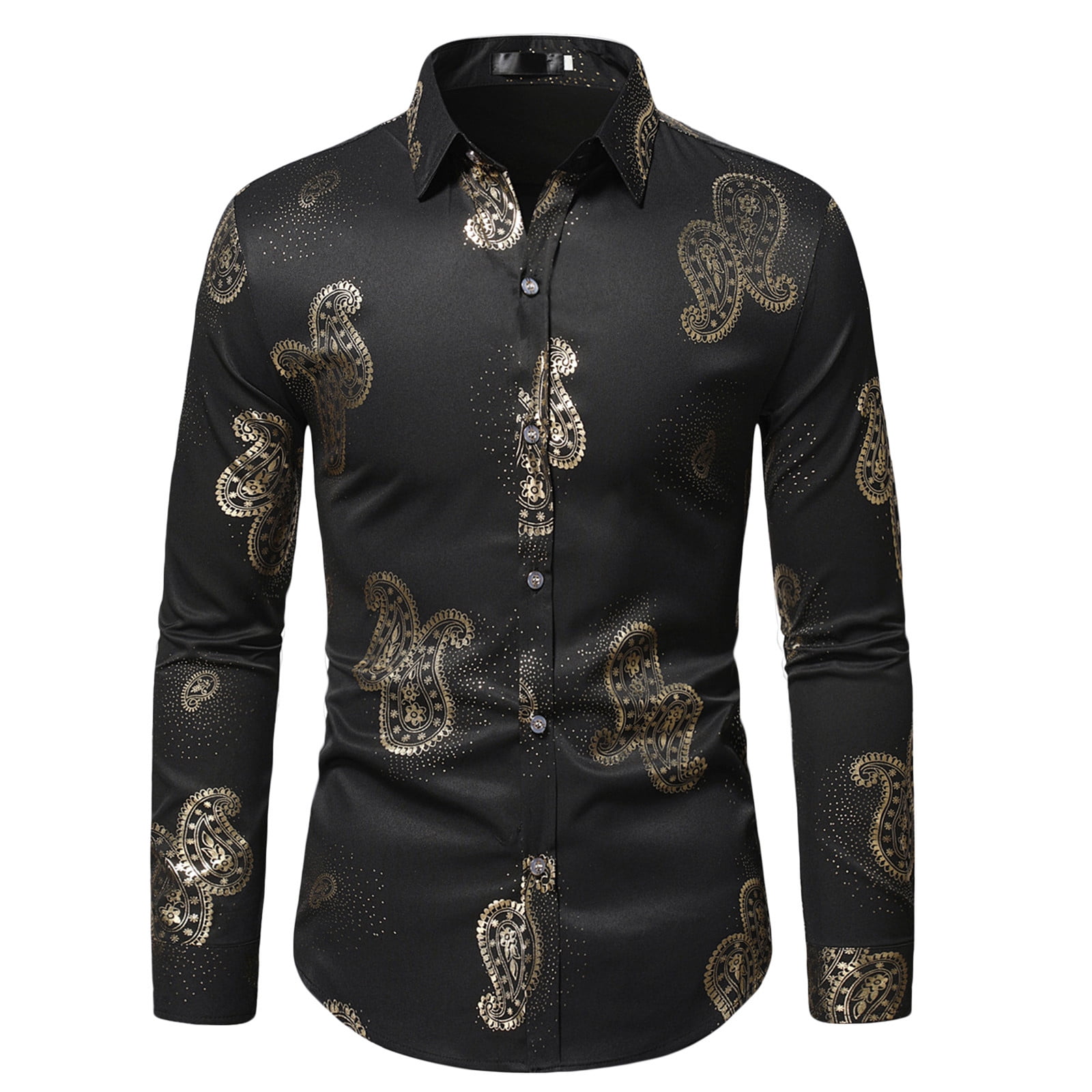 SwiftWear Men's Shiny Printed Dress Shirt Luxury Button Down Shirts ...