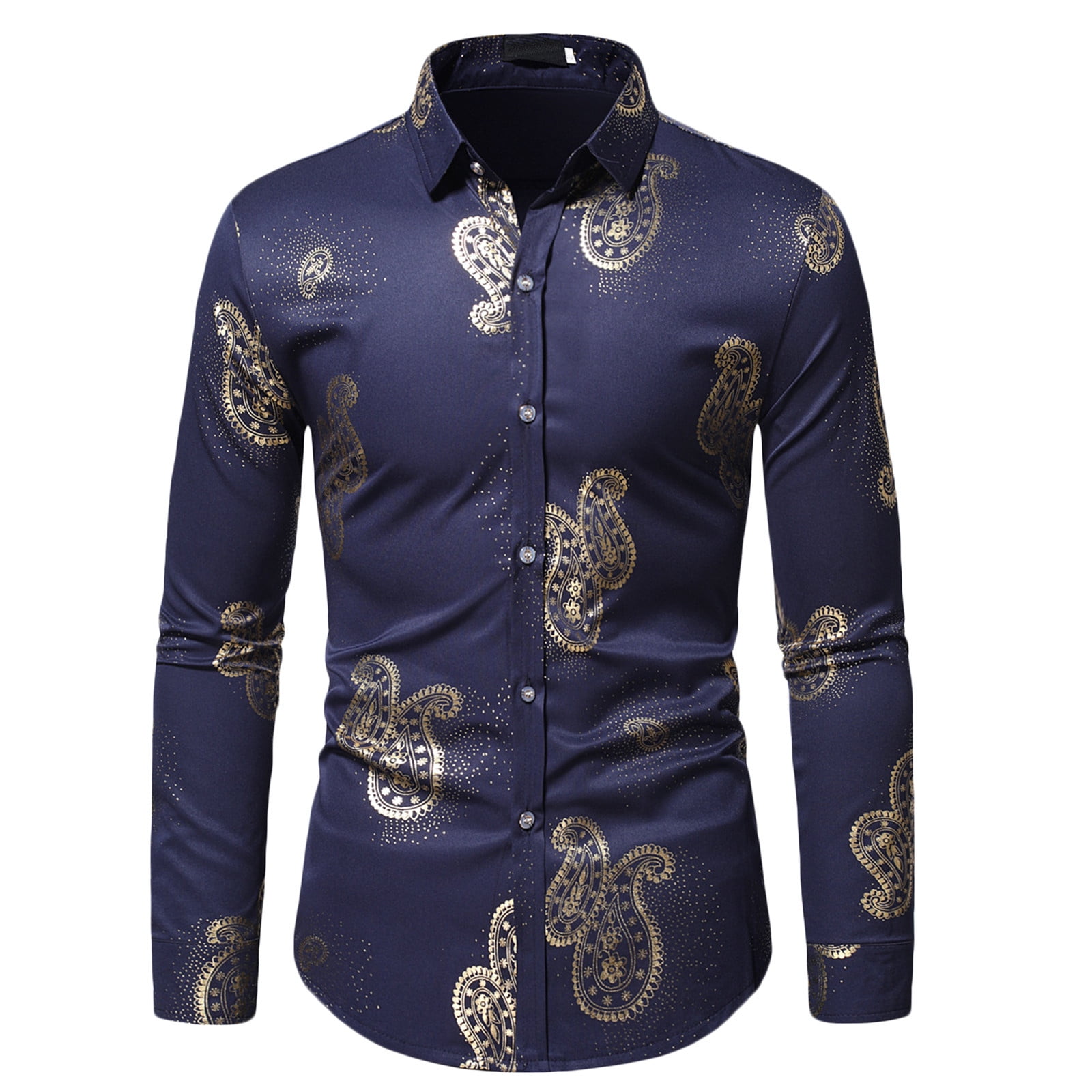 SwiftWear Men's Shiny Printed Dress Shirt Luxury Button Down Shirts ...
