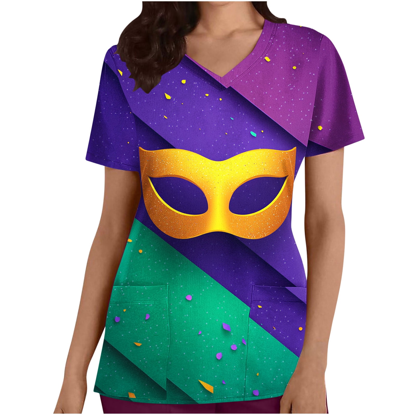 SwiftWear Printed Scrub Tops for Women Funny Medical Work Uniform ...