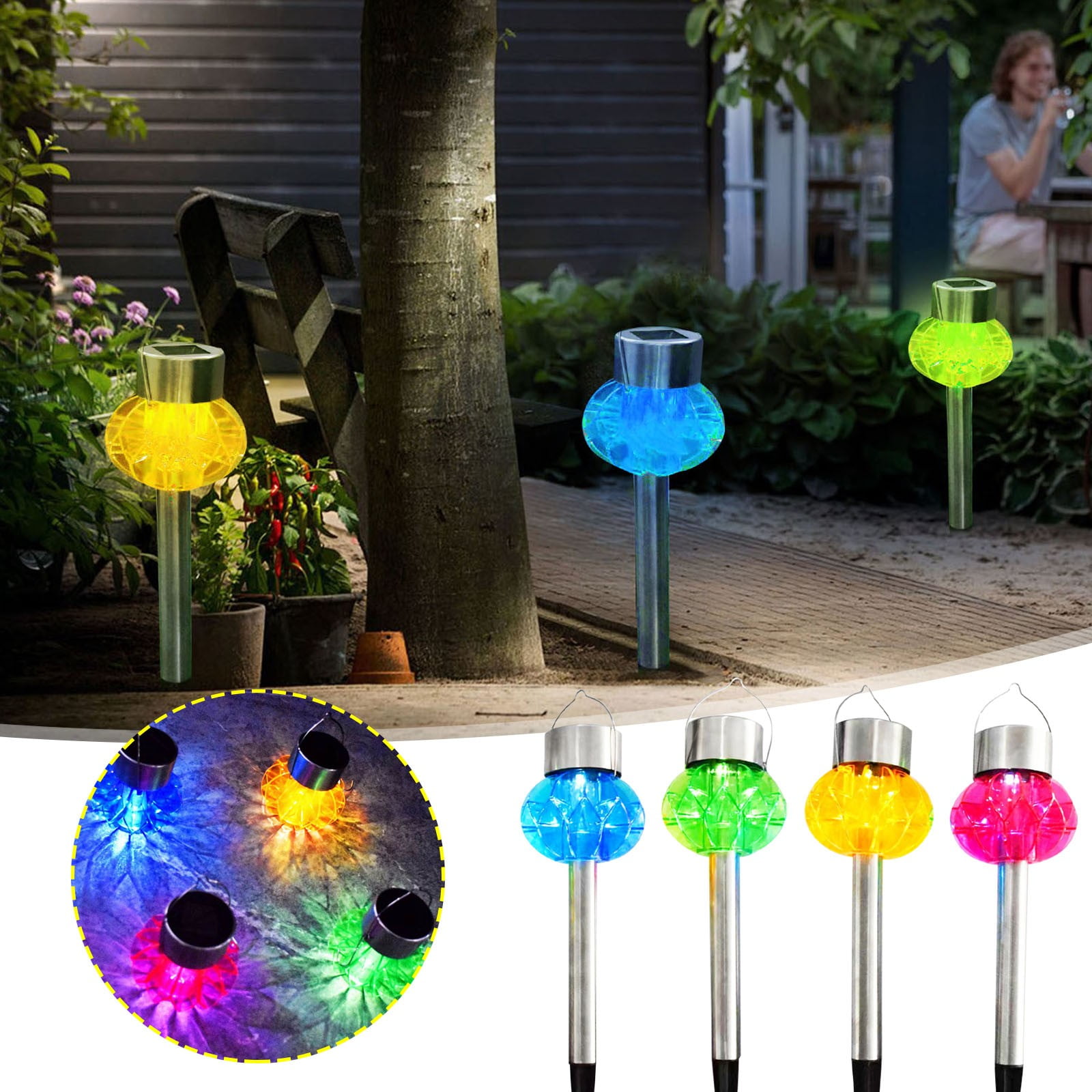 YZEGDCH Solar Lights Outdoor Pathway Solar Courtyard Lights Outdoor ...