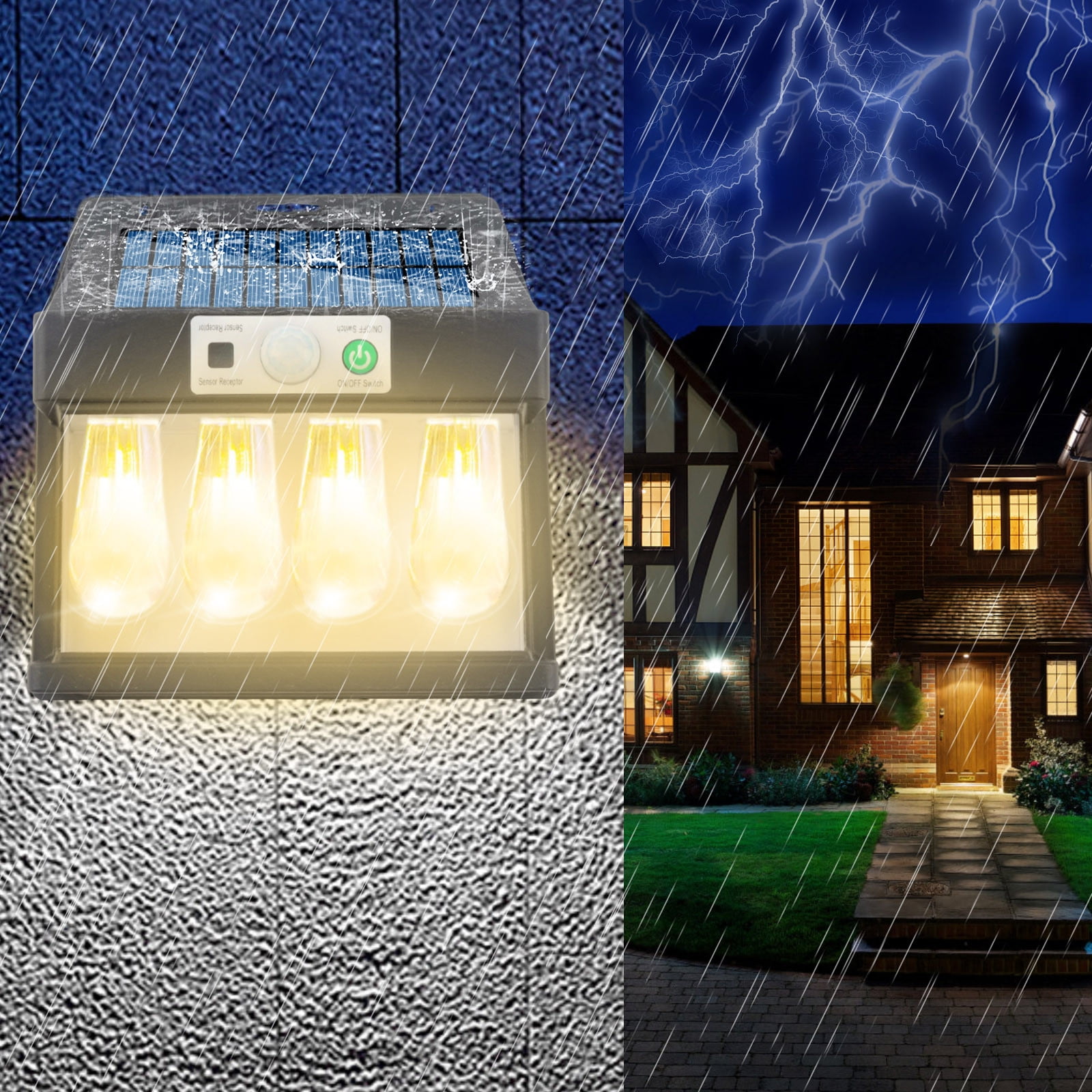 Yufenmy Solar Lights for Outside Wall Lamp Solar Tungsten Filament ...