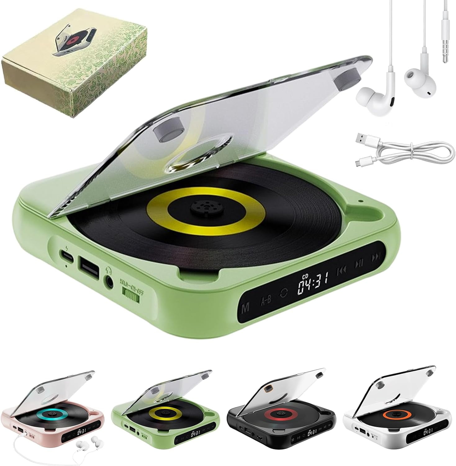 Yuguz Portable CD Player 2024 - Bluetooth CD Player with Included ...