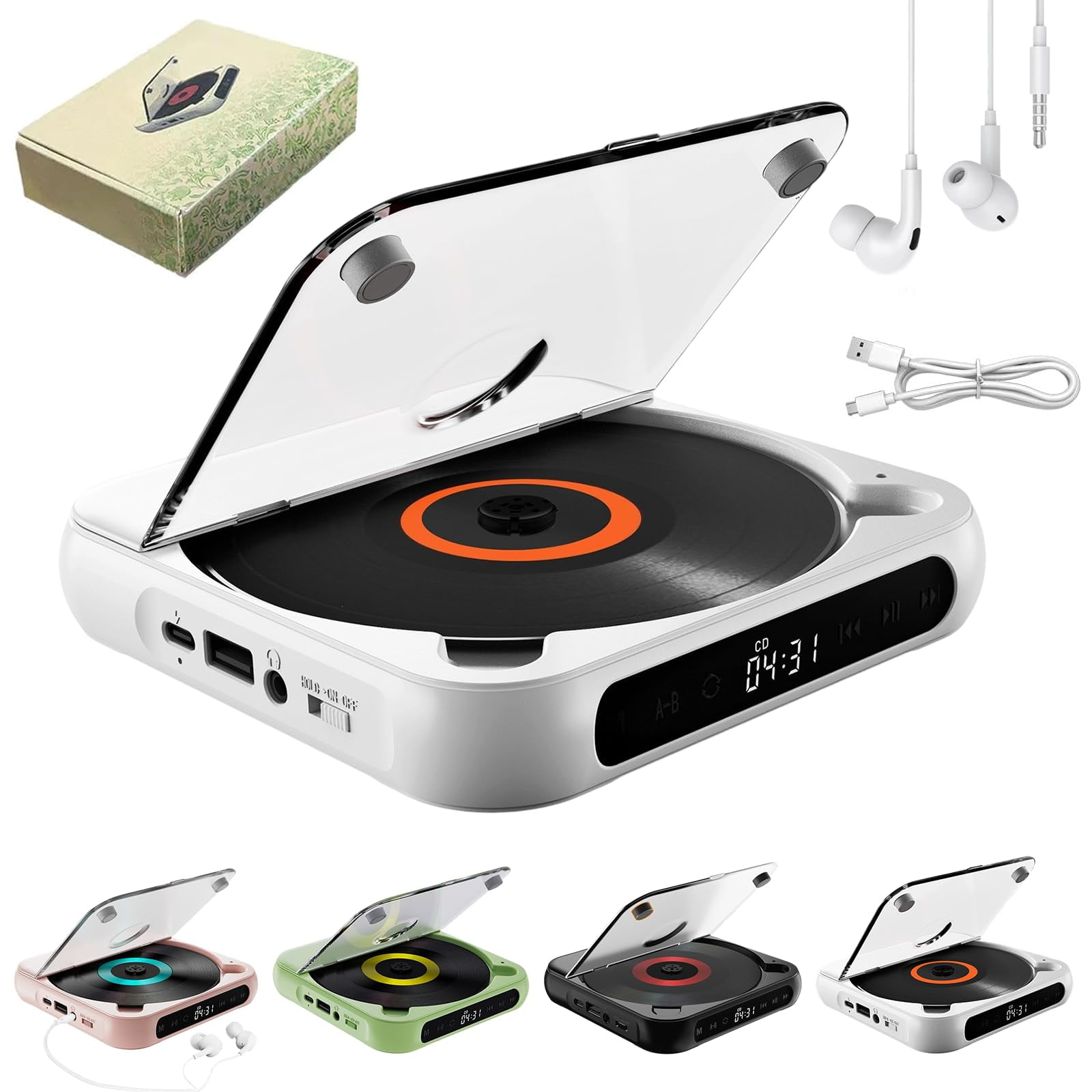 Yuguz Portable CD Player, New Bluetooth-Compatible CD-Player with ...