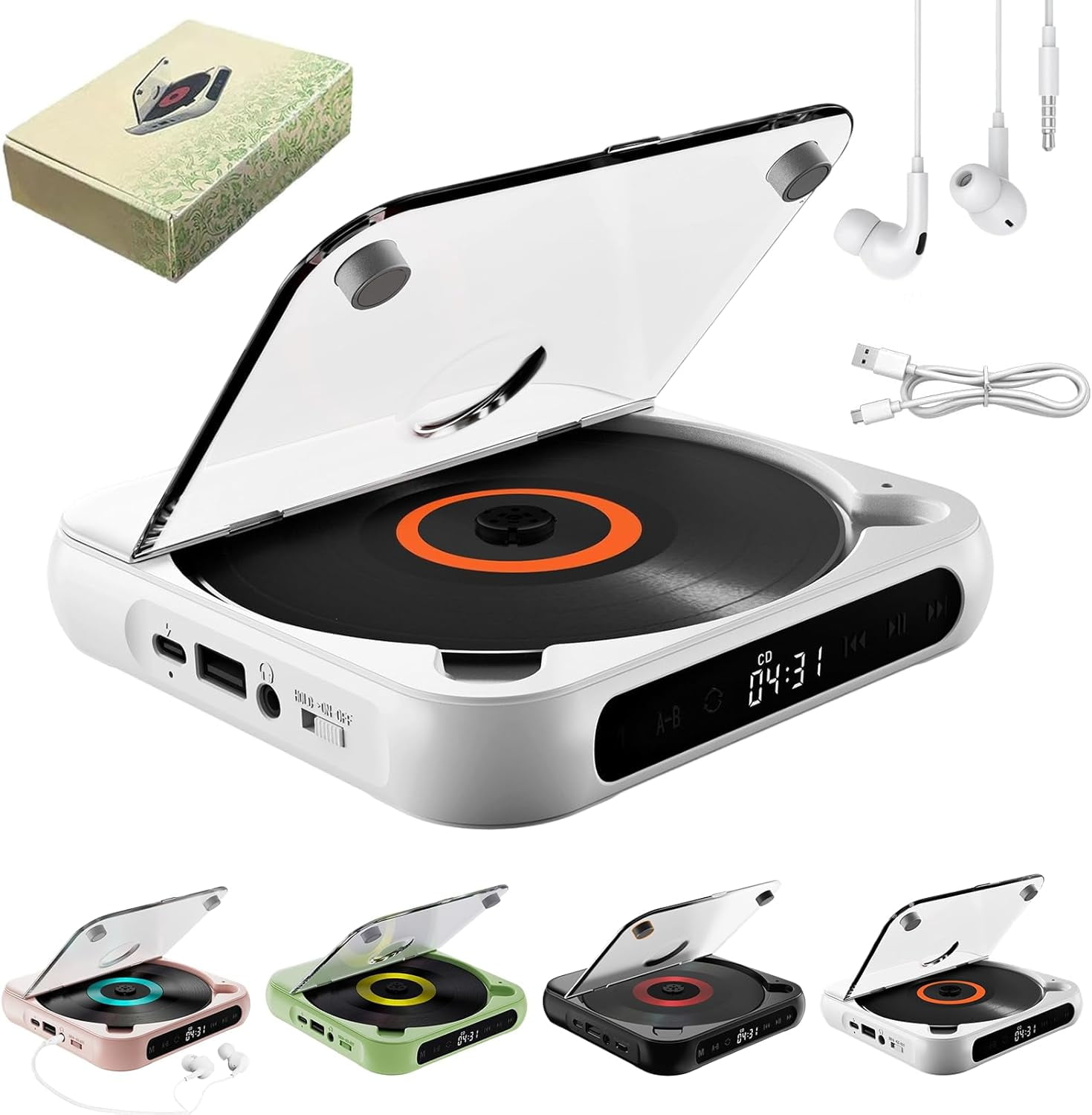 Yuguz Portable CD Player, New Bluetooth-Compatible CD-Player with ...