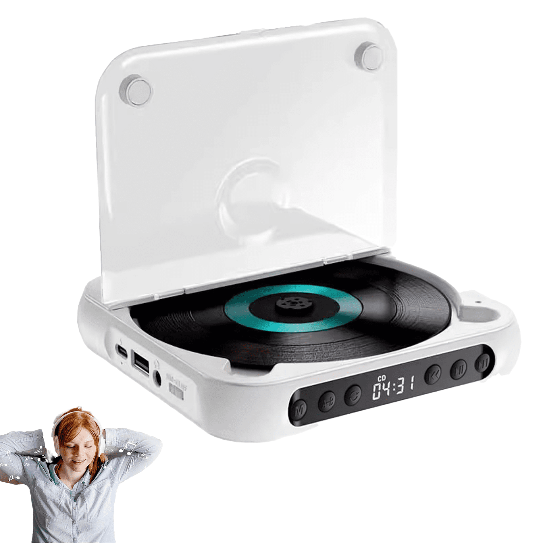 Yuguz Portable CD Player, Portable Bluetooth-Compatible CD-Player ...