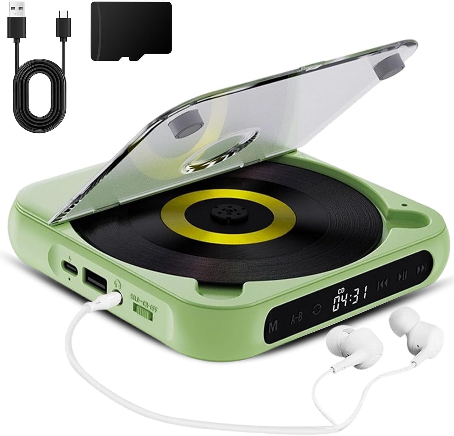 Yuguz Portable CD Player, Portable Bluetooth-Compatible CD-Player ...