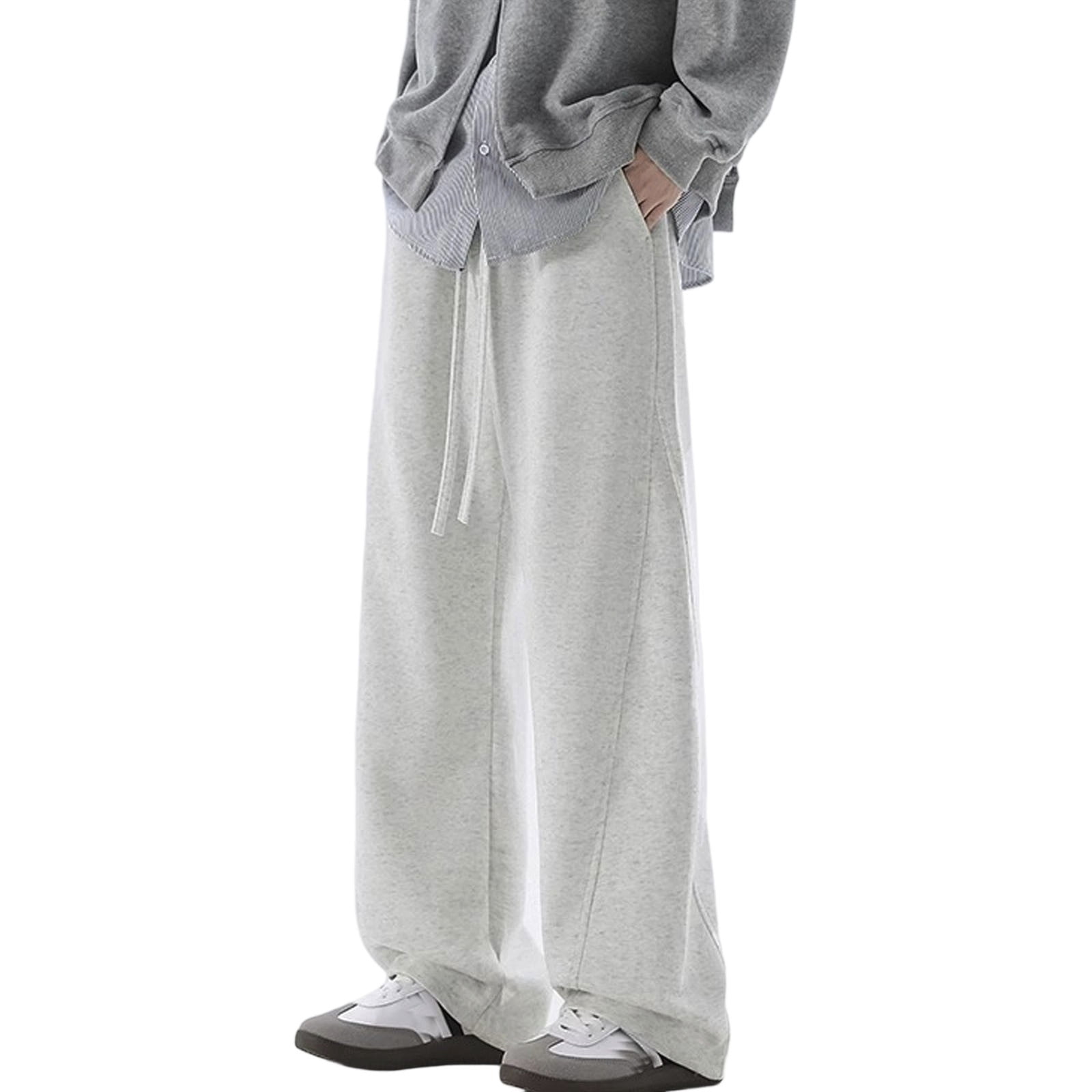 Yuhangmm Men Casual Wide Leg Pants Loose Fit Comfortable Trousers Solid ...