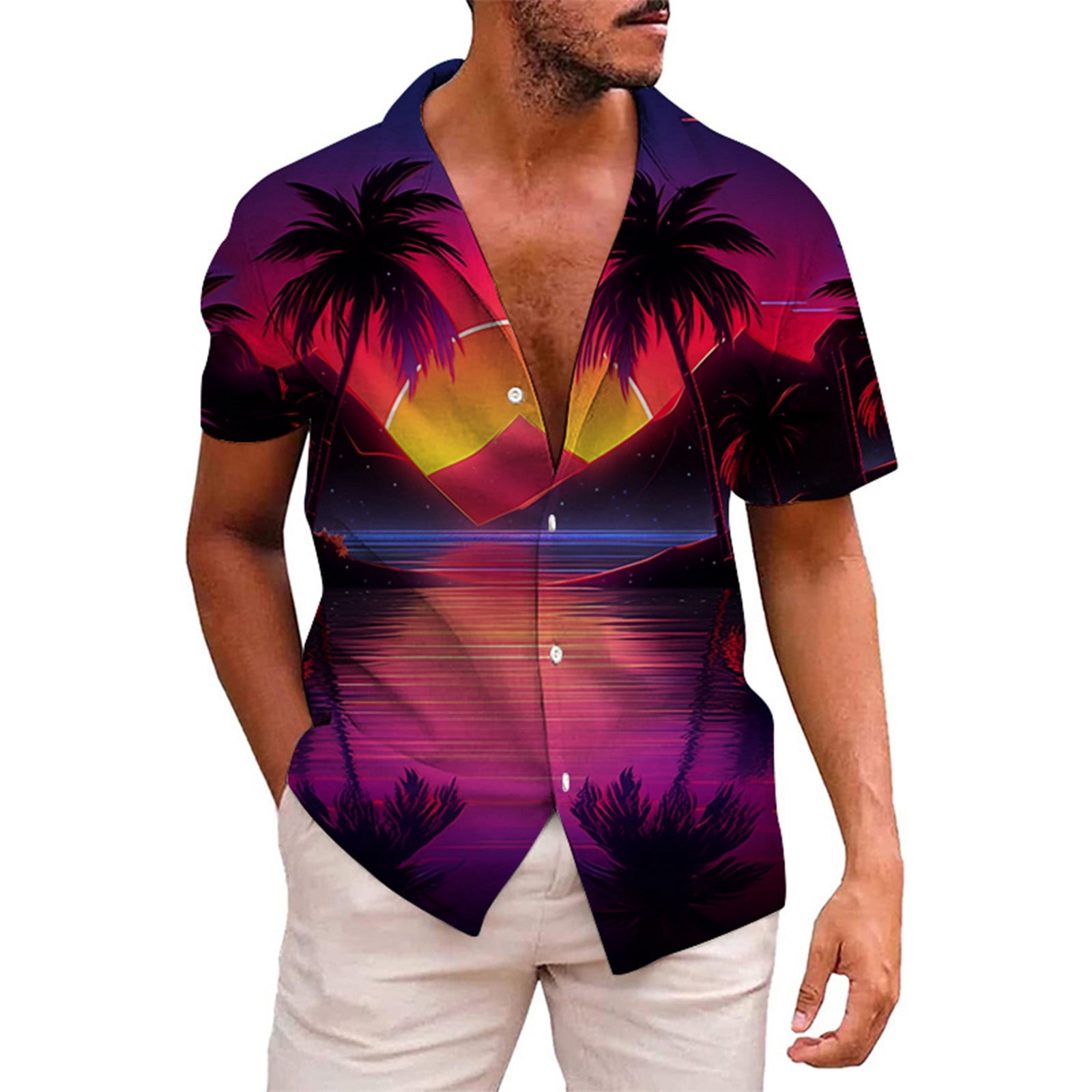 Yuhangmm Men Shirts | Men's Short Sleeve Shirt for Summer Casual 3D ...
