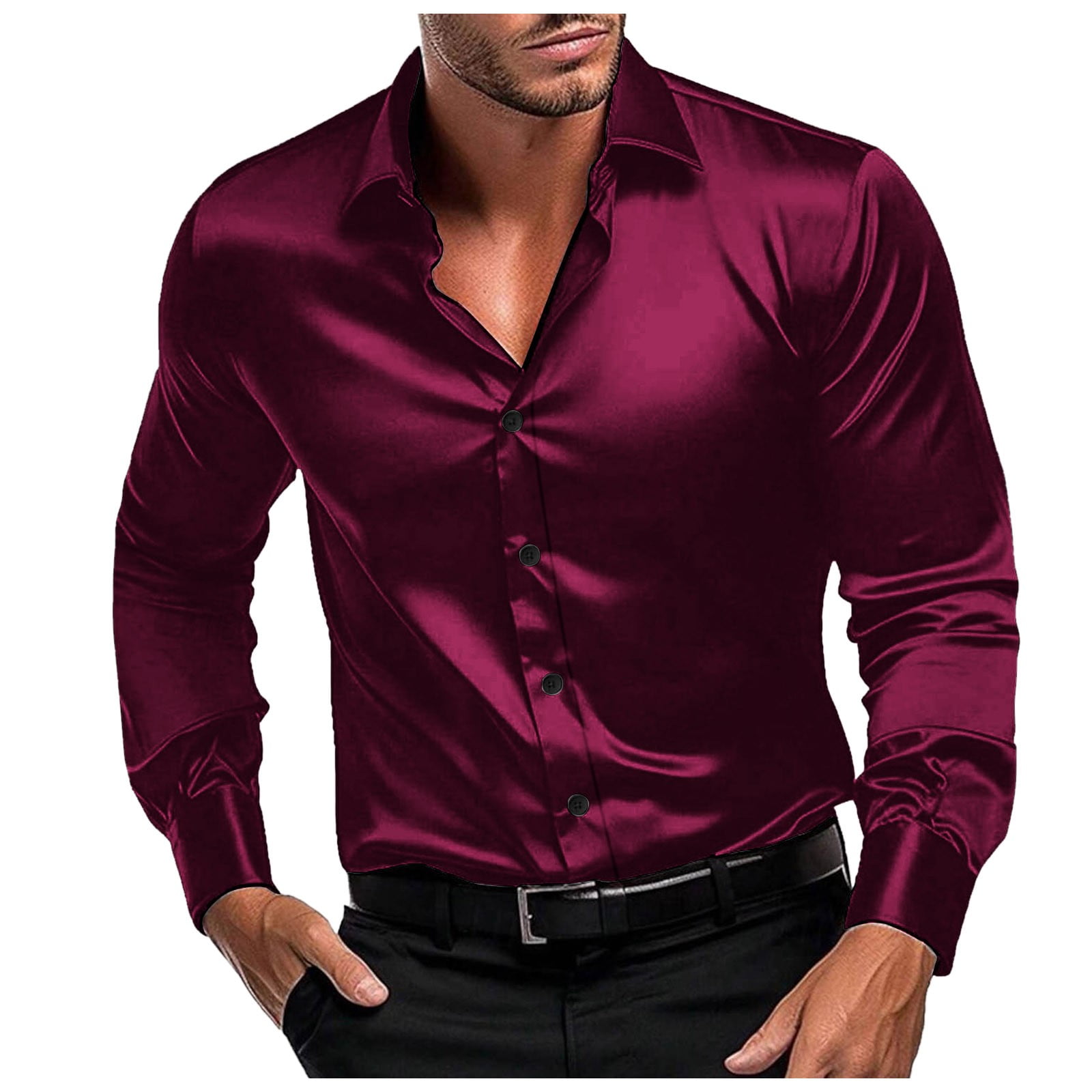 Yuhangmm Men Shirts Stretch Dress Shirt for Formal Wear – Slim Fit Long ...