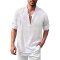 Yuhangmm Men's Shirts - Casual Fashion Long Sleeve Stand Collar Beach ...