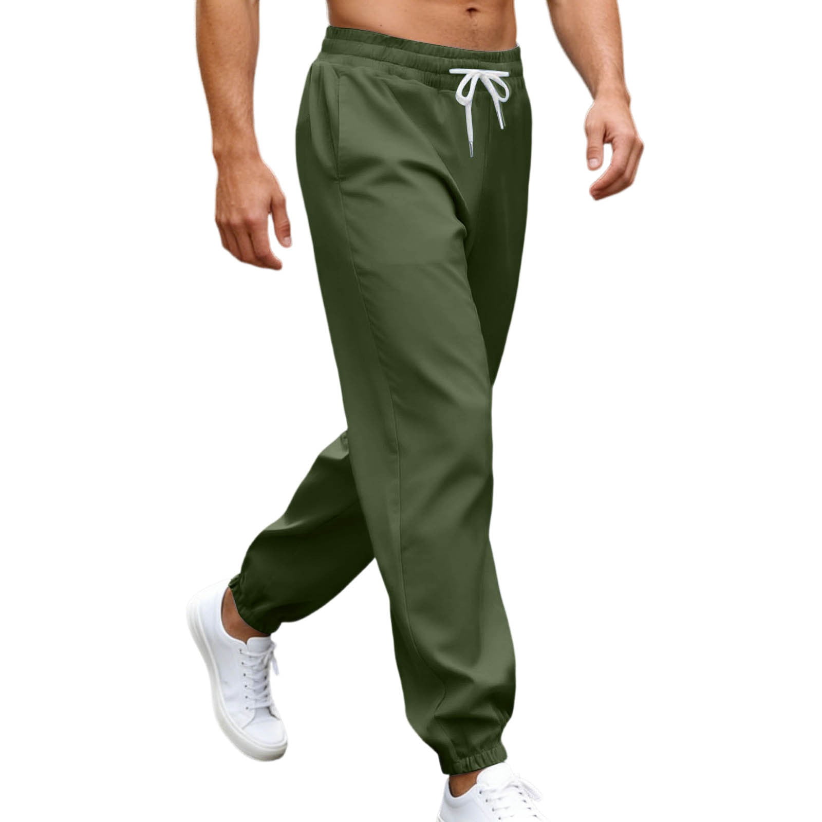 Yuhangmm Solid Color Casual Jogger Pants With Elastic Ankle For ...