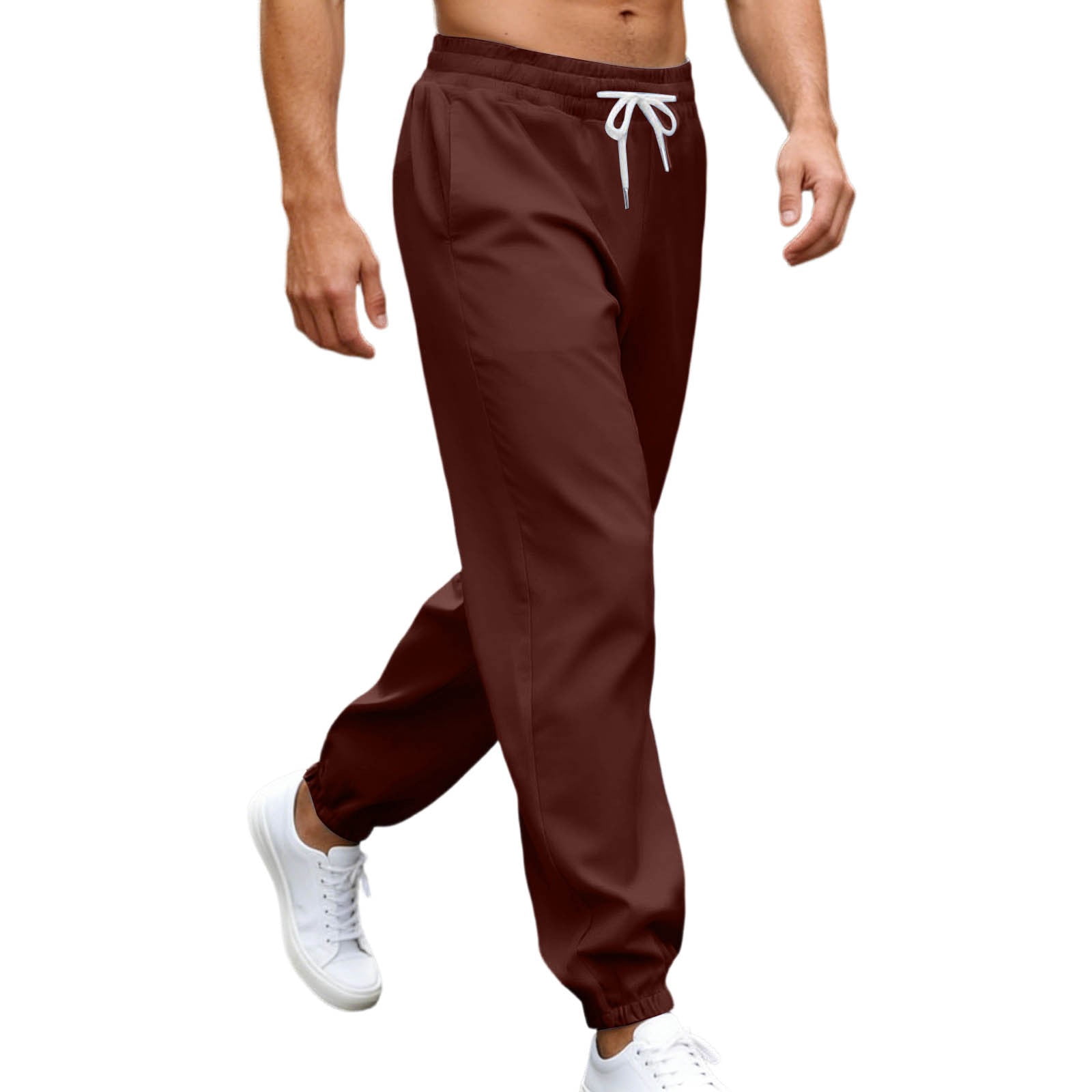 Yuhangmm Solid Color Casual Jogger Pants With Elastic Ankle For ...