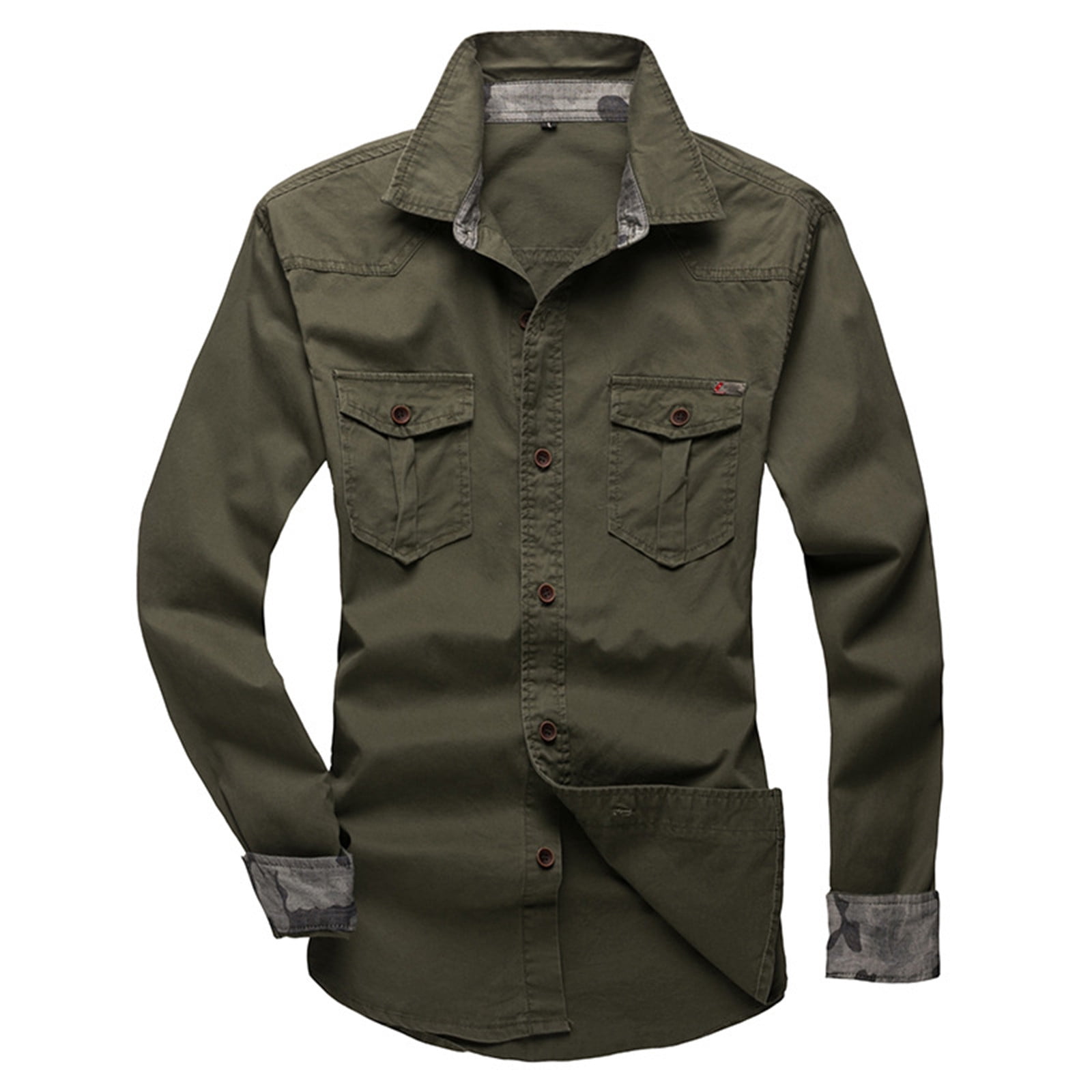 Yuhangmm Summer Casual Slim Fit Long Sleeve Button Down Work Shirt With ...