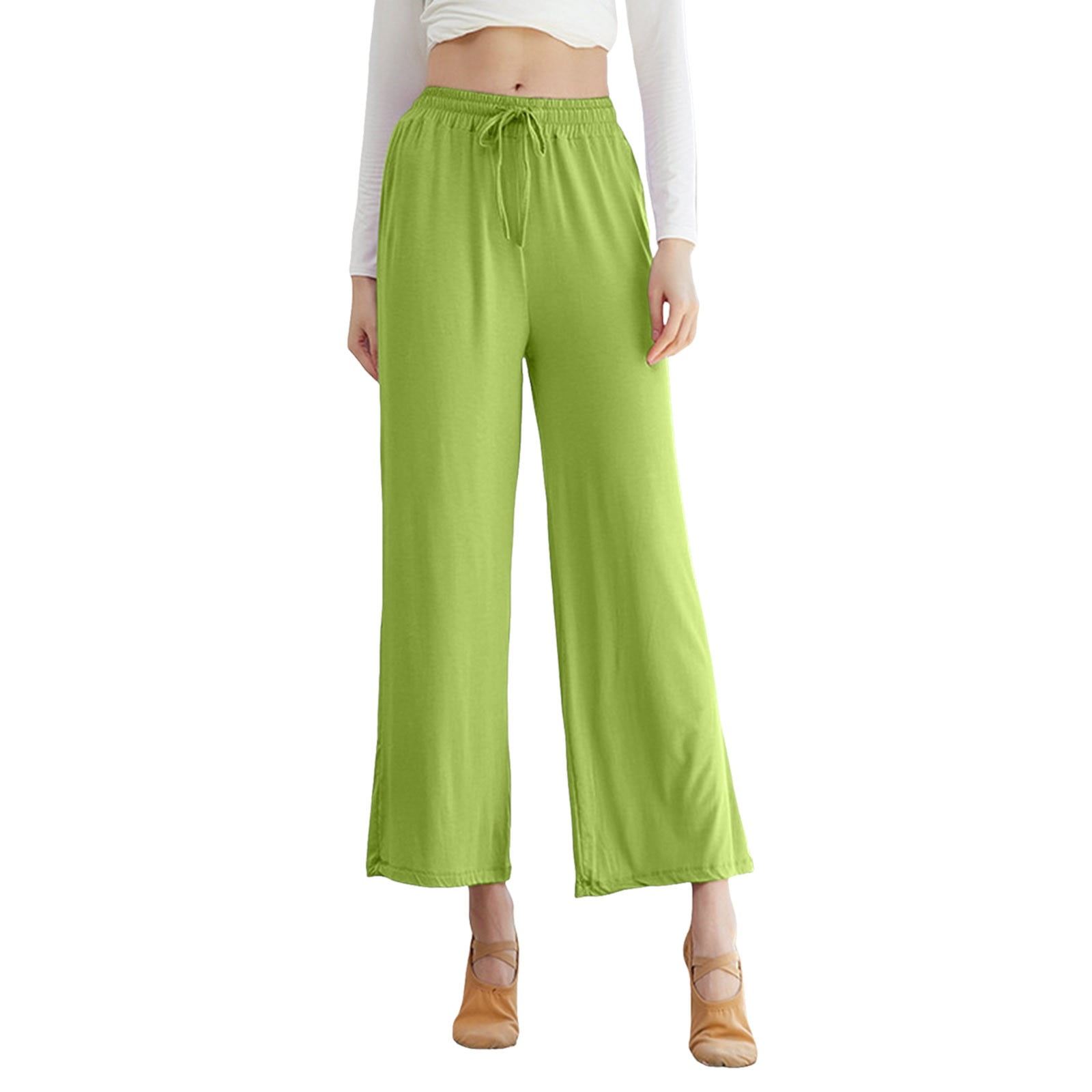 Yuhangmm Women's Casual Pants High Waist Straight Wide Leg Stretch Yoga ...
