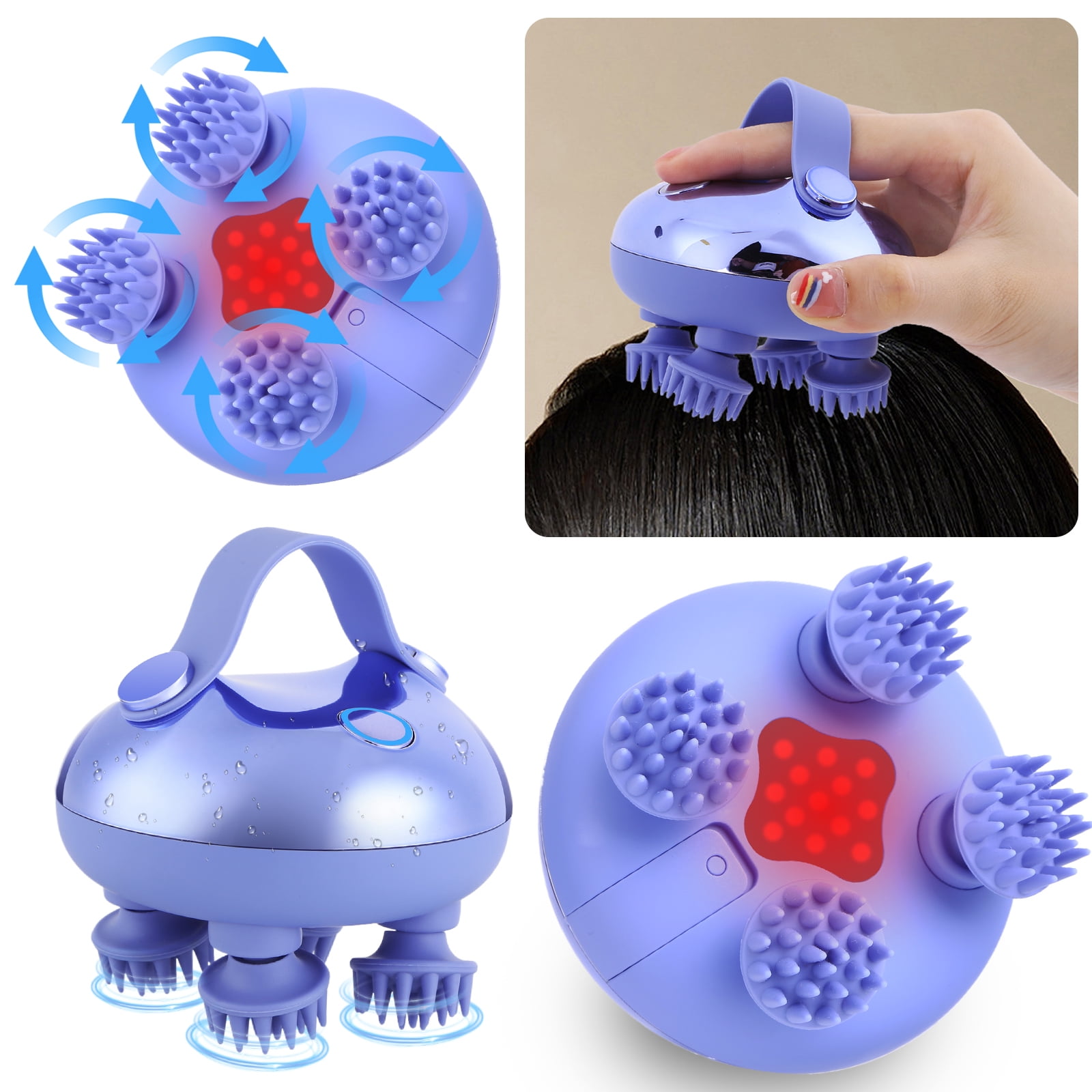 Yuhsdv Infrared Hair Stimulator with 8 Silicone Massage Heads Scalp ...