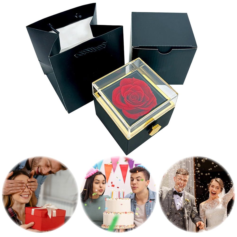 Yuhsdv Rotating Preserved Rose Flower Jewelry Gift Box Gift for ...