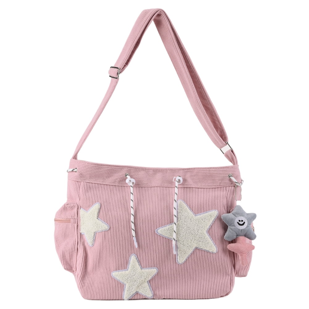 Yuhsdv Women Adjustable Strap Corduroy Star Messenger Bag for Teen ...