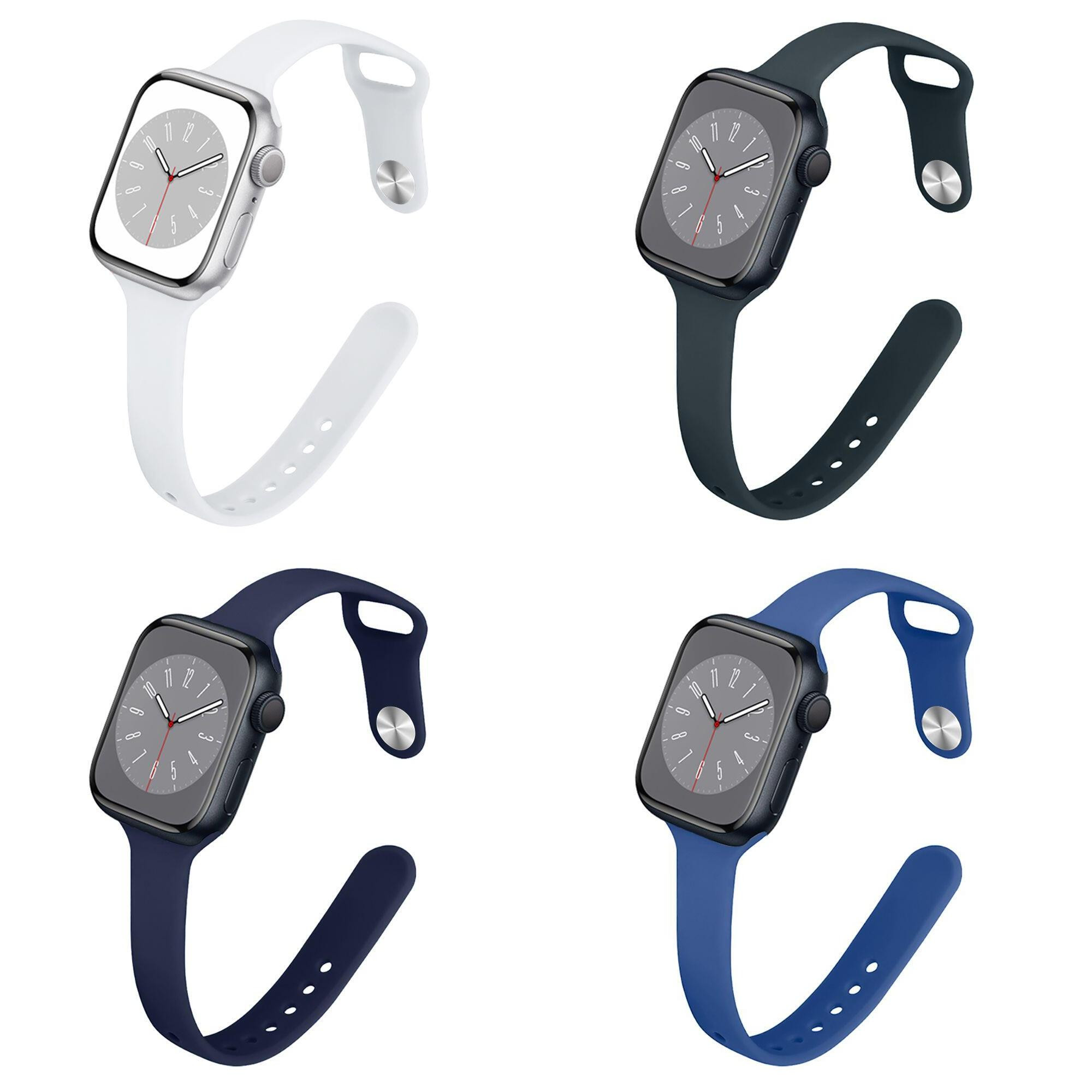 YuiYuKa 4Pack Slim Silicone Sport Band Compatible with Apple Watch ...