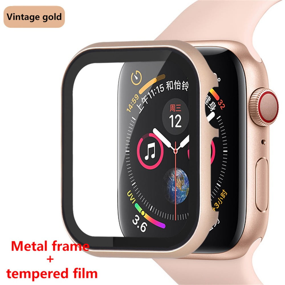 YuiYuKa Glass+Frame Metal Case For Apple Watch 40mm 44mm 38mm 42mm 41mm ...