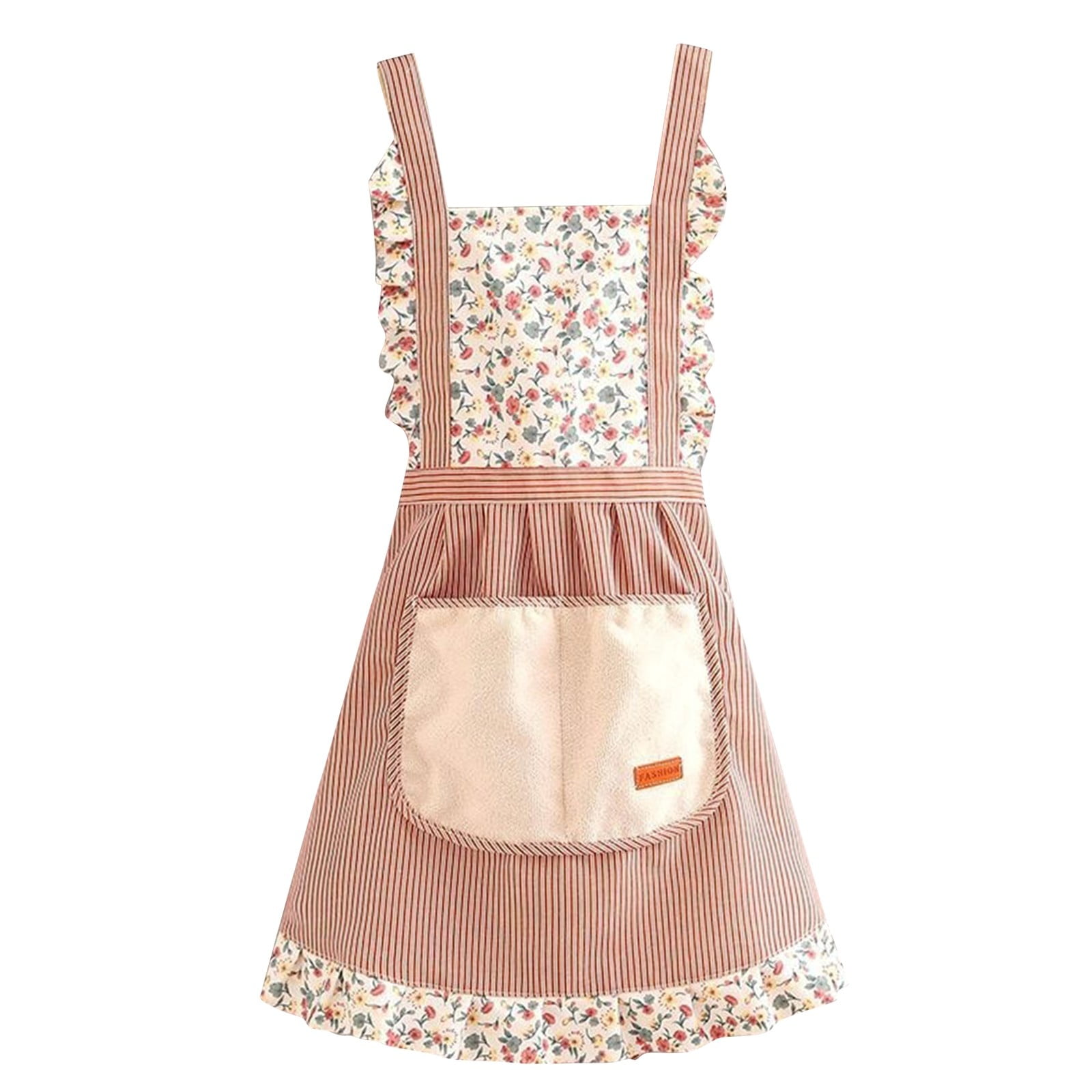 Yuioop Canvas Aprons for Cooking, Flower Apron with Pockets Cute Aprons ...