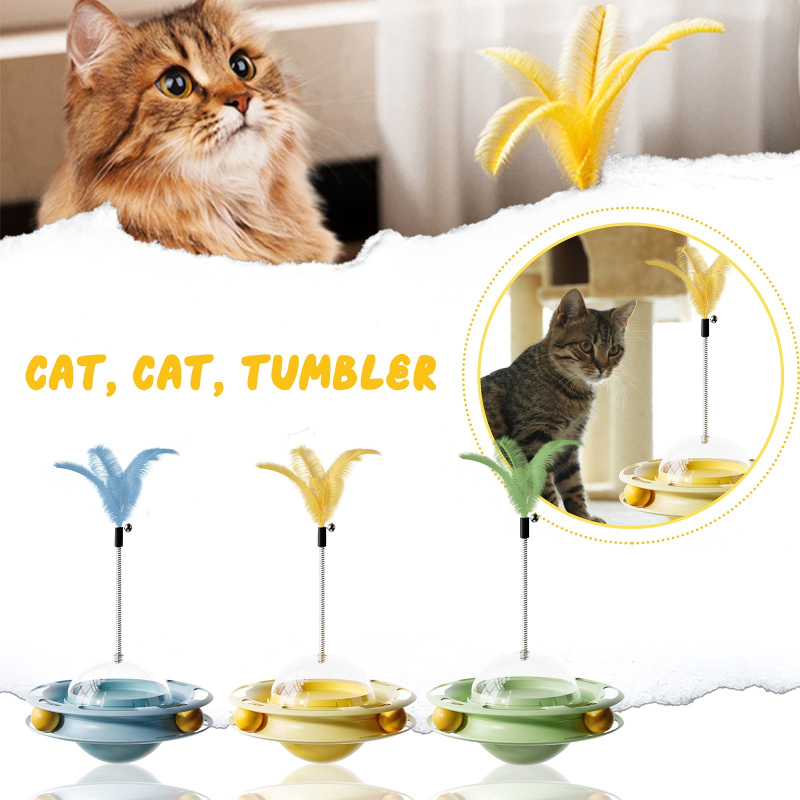 Yuioop Cat Feeder Toy Rocking Toys 11 Inch, Bobbleheads Toys for Pet ...