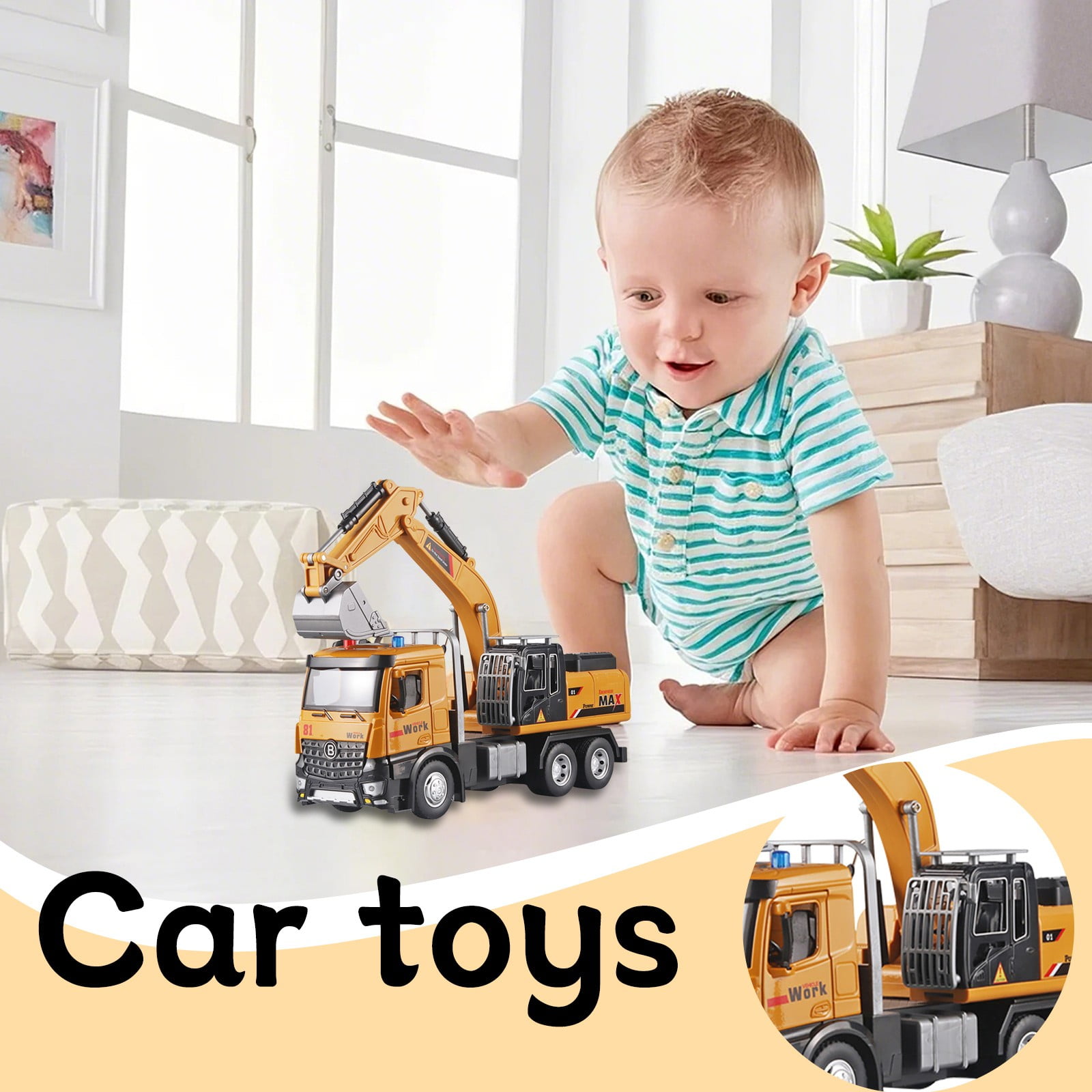 Yuioop Construction Vehicles Toys Sound and Light Effects, 8 Inch ...