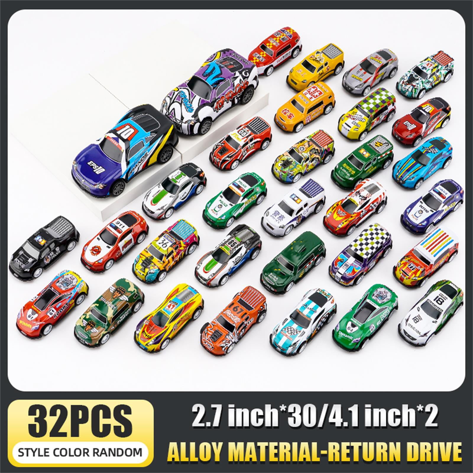 Yuioop Die Cast Metal Toy Cars Pull Back Race Cars, 32PCS Pull Back ...