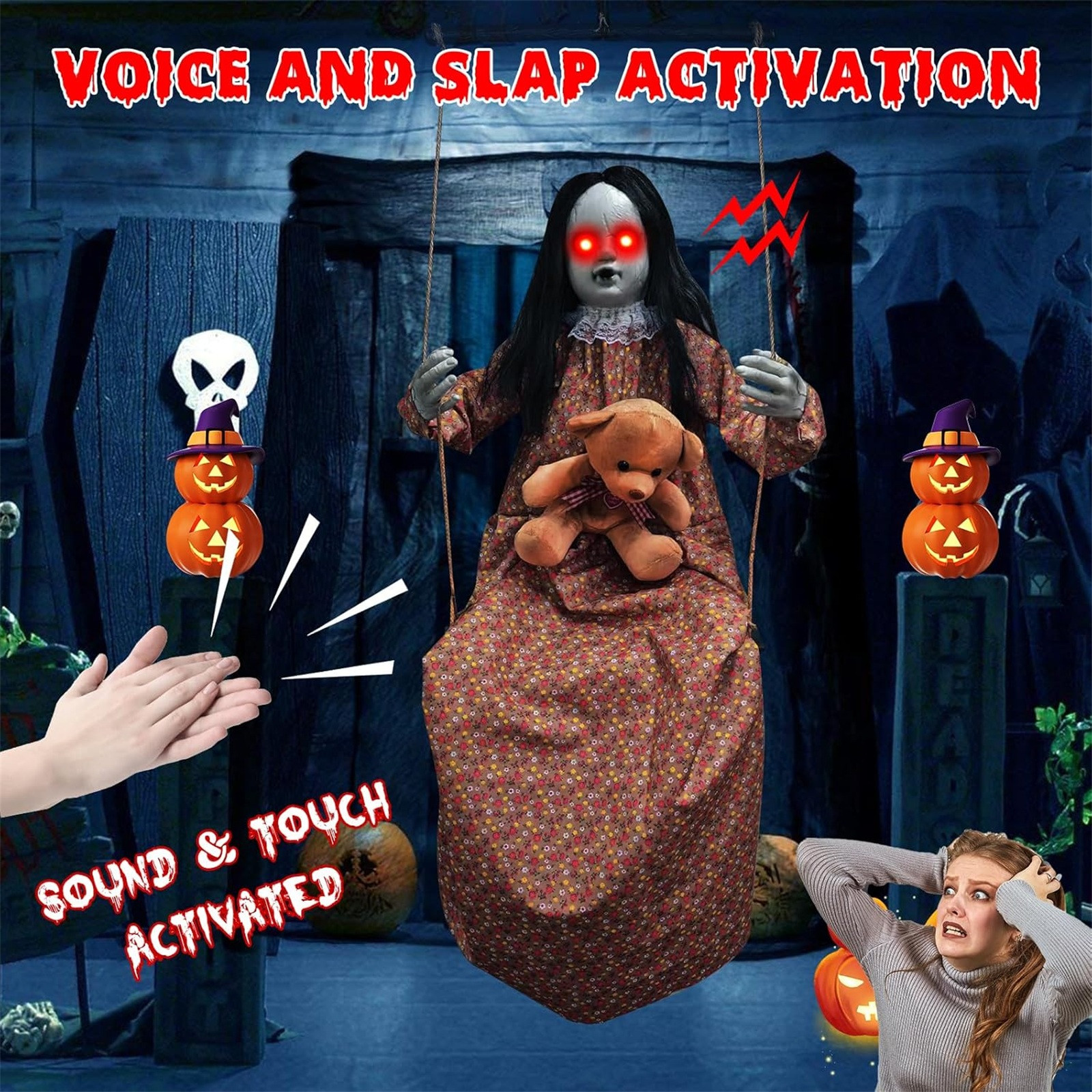 Yuioop Halloween Hanging Decorations Outdoor Indoor, Hanging Ghost Girl ...
